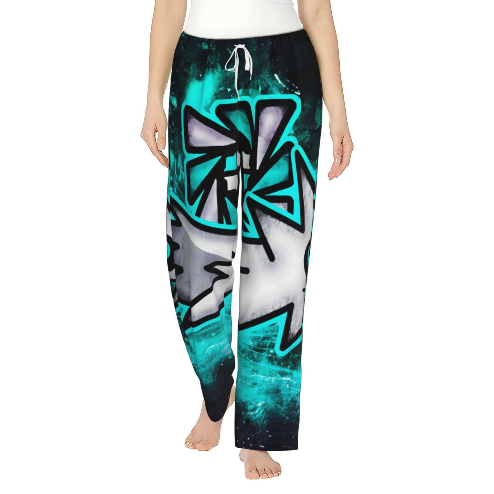 Kuqiui Geometry Dash Print Pajamas Pants for Women Comfy Loose Pants ...