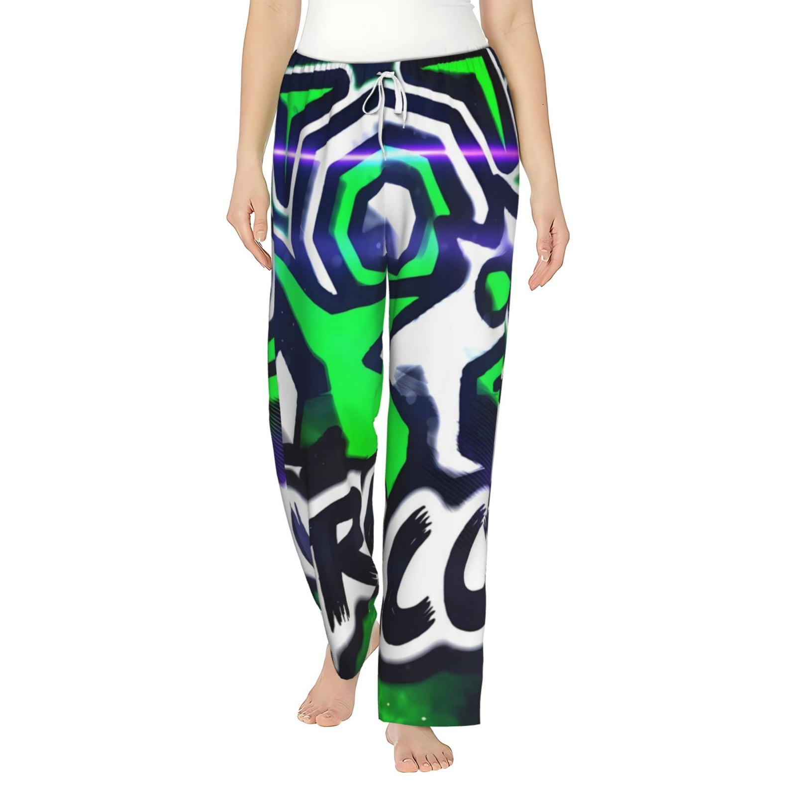 Kuqiui Geometry Dash Print Pajamas Pants for Women Comfy Loose Pants ...