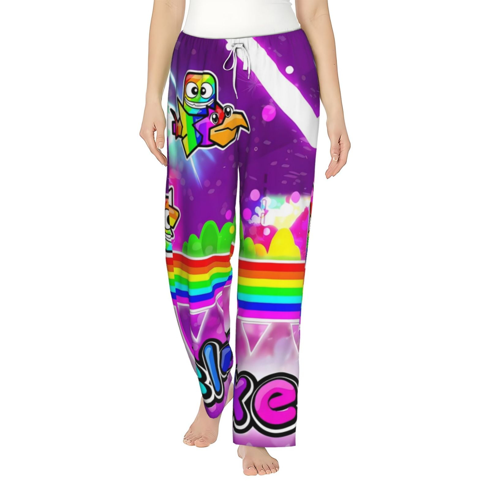 Kuqiui Geometry Dash Print Pajamas Pants for Women Comfy Loose Pants ...