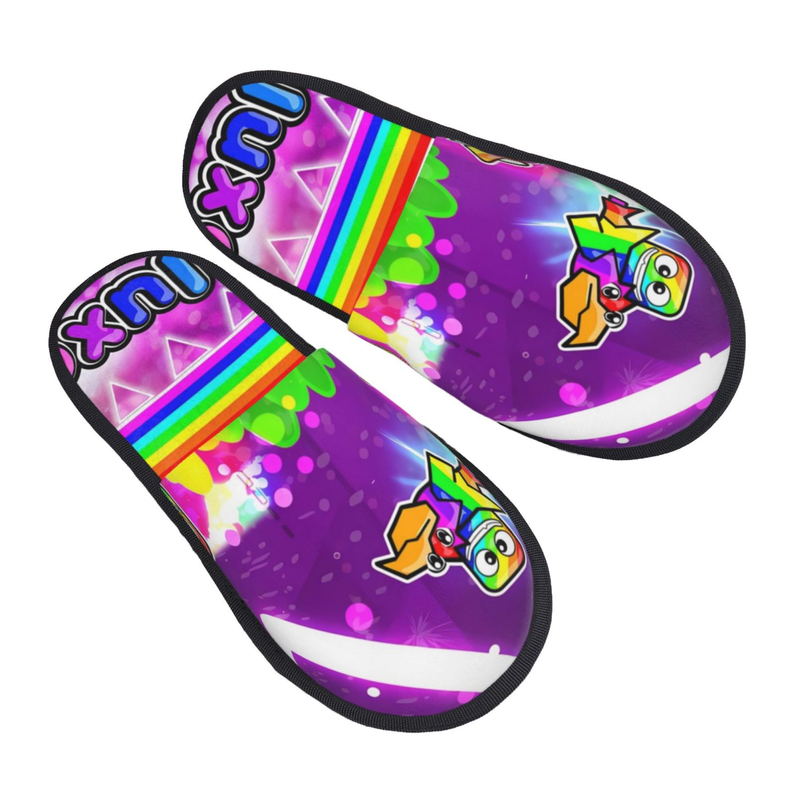 Kuqiui Geometry Dash Print Women's Fuzzy Slip on Indoor Outdoor Winter ...