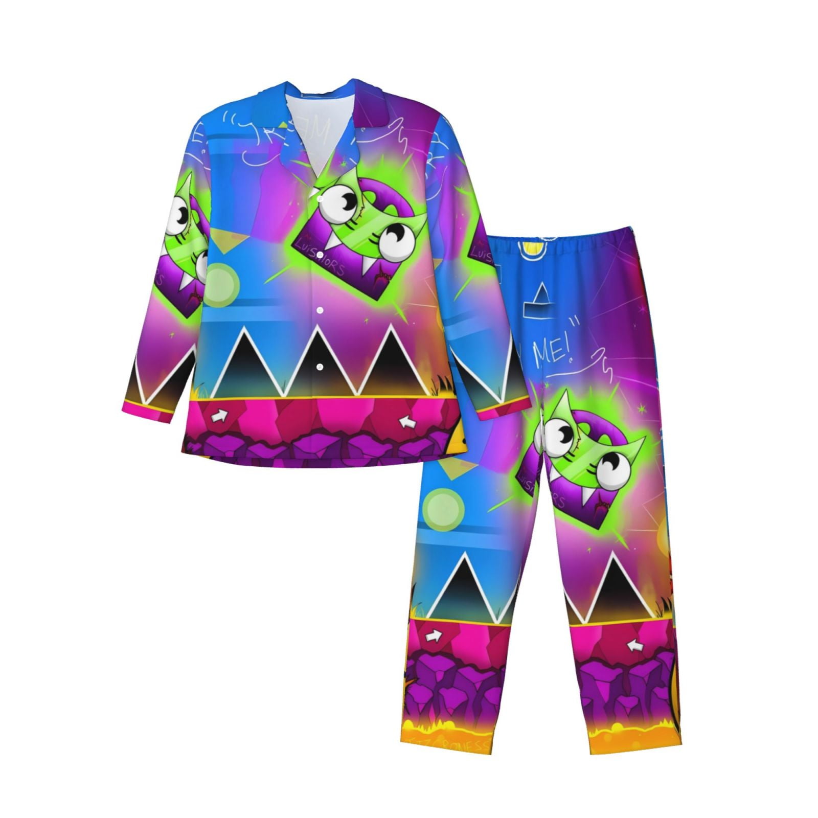 Kuqiui Geometry Dash for Men's Pajamas Sets Sleepwear Long-Sleeve top ...