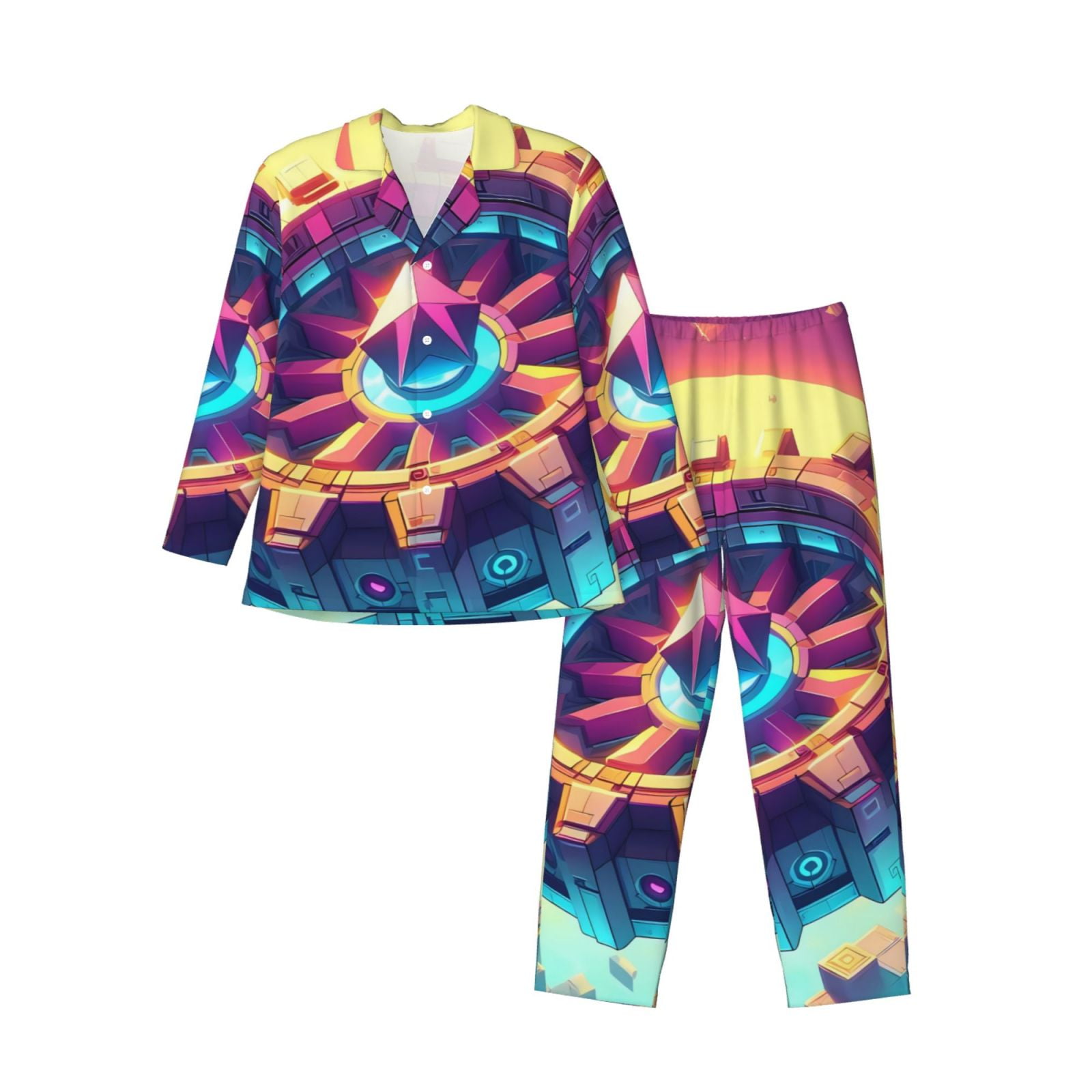Kuqiui Geometry Dash for Men's Pajamas Sets Sleepwear Long-Sleeve top ...