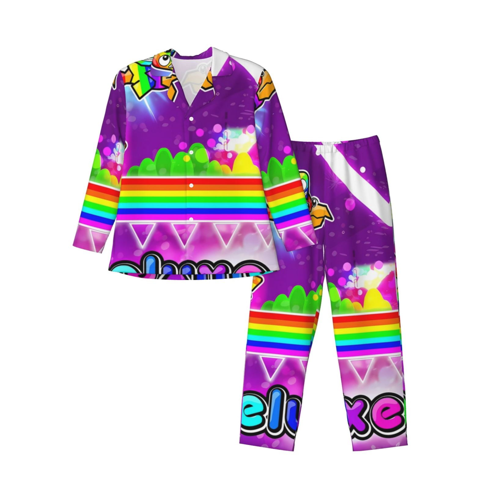 Kuqiui Geometry Dash for Men's Pajamas Sets Sleepwear Long-Sleeve top ...