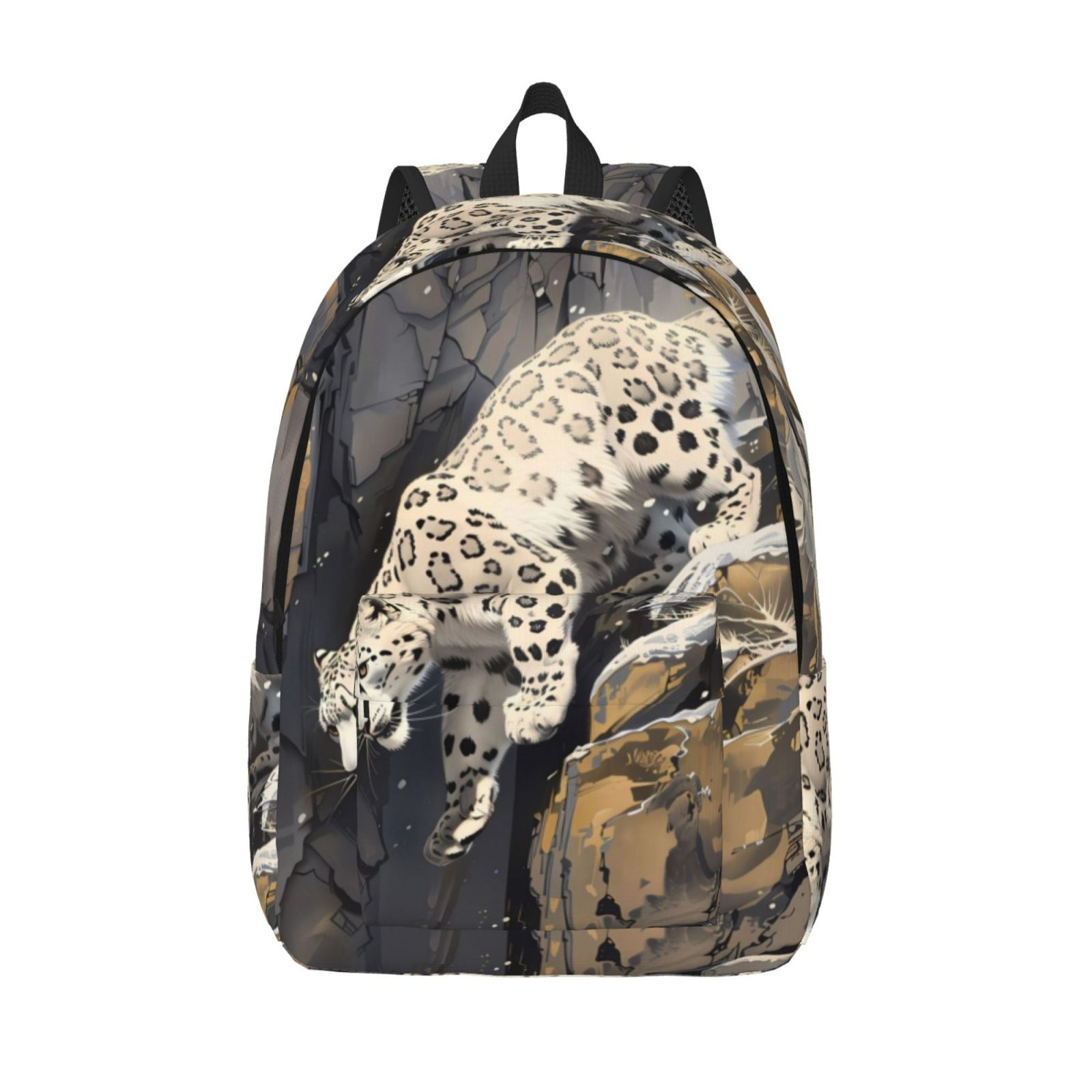 Kuqiui Graceful Snow Leopard Print Canvas Travel Laptop Backpack for ...