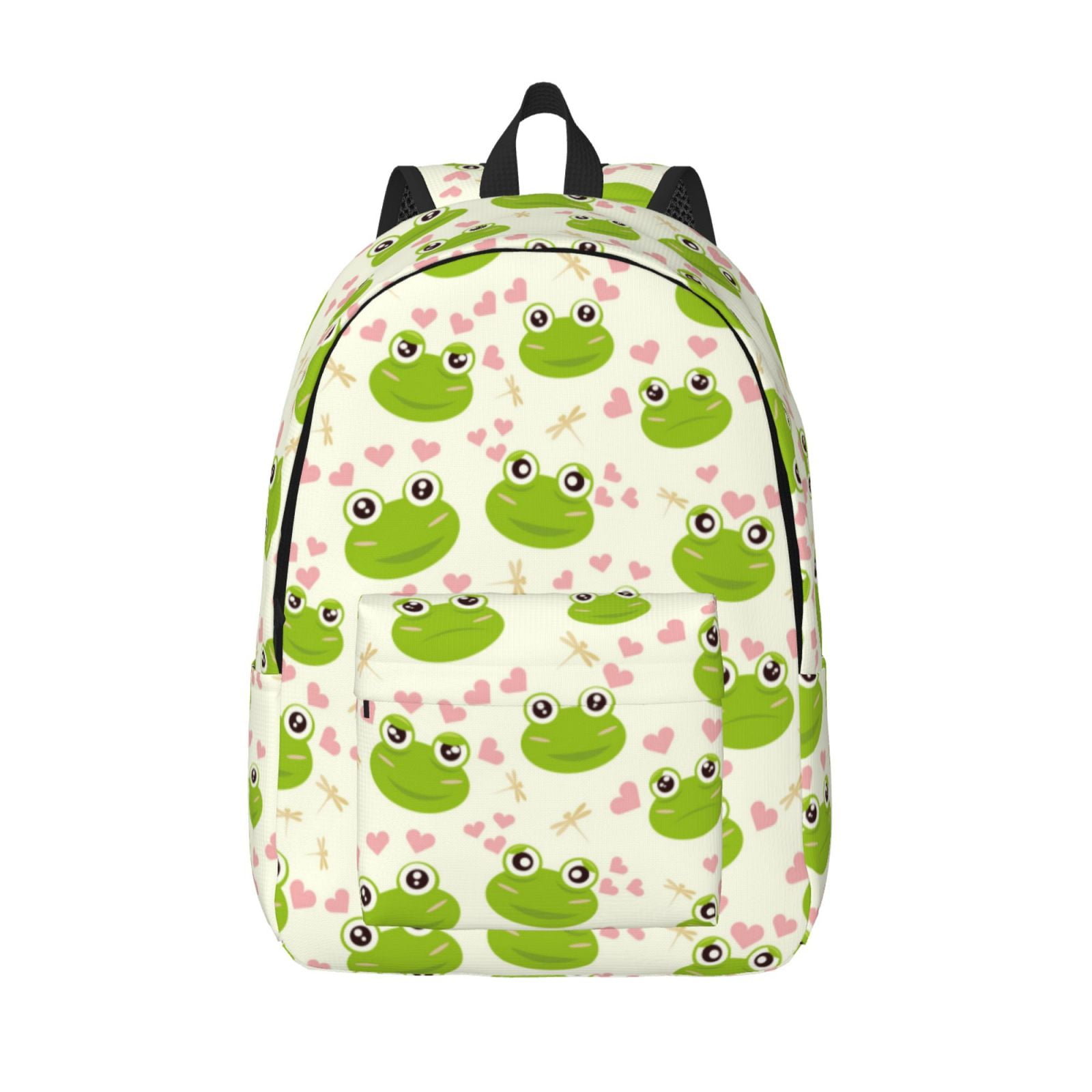 Kuqiui Green Frog Print Canvas Travel Laptop Backpack for Men Women ...