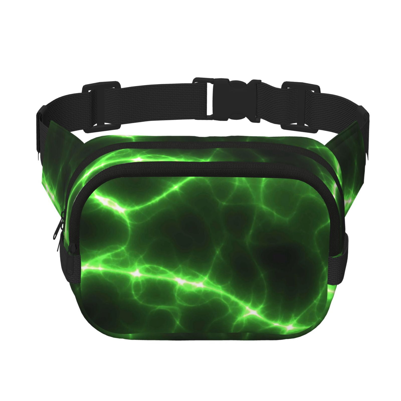 Kuqiui Green Lightning Print Fanny Packs for Women Cross Body Waist Bag ...