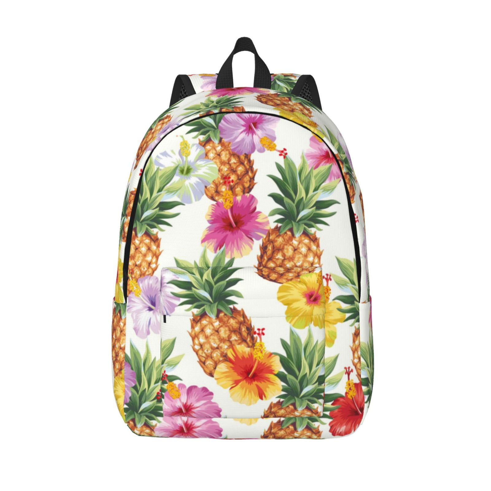 Kuqiui Hawaiian Pineappl Print Canvas Travel Laptop Backpack for Men ...