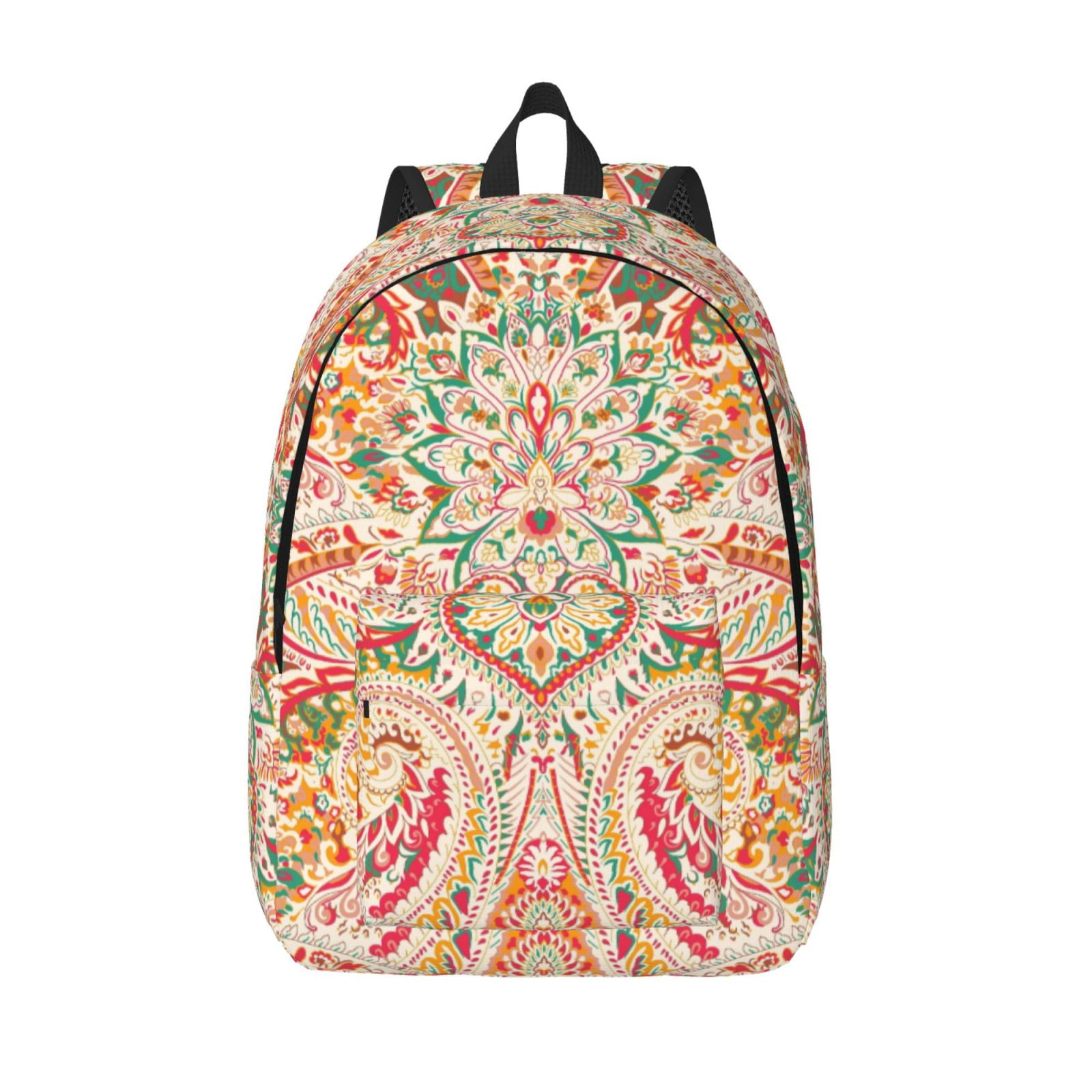 Kuqiui Indian Paisley 1 Print Canvas Travel Laptop Backpack for Men ...