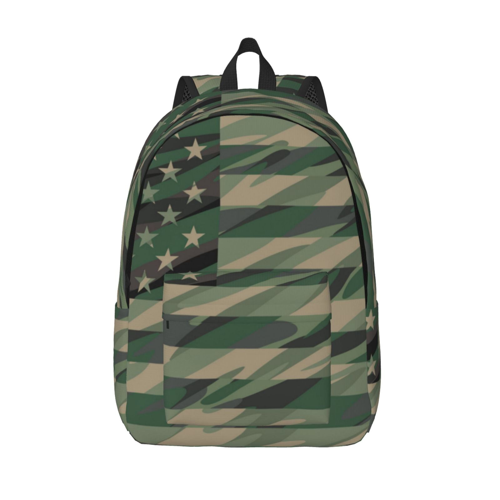 Kuqiui Jungle Green Camo USA Flag Print Canvas Travel Laptop Backpack ...