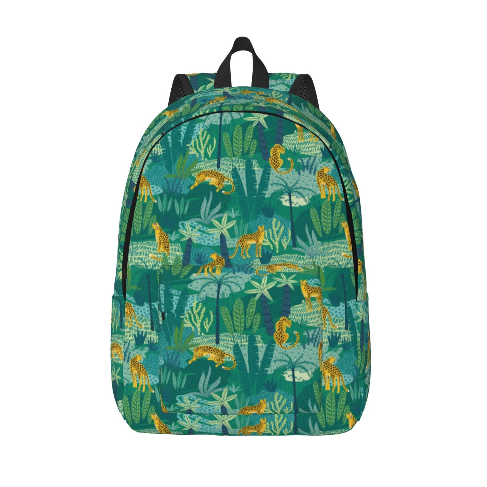 Kuqiui Jungle Leopard Print Canvas Travel Laptop Backpack for Men Women ...