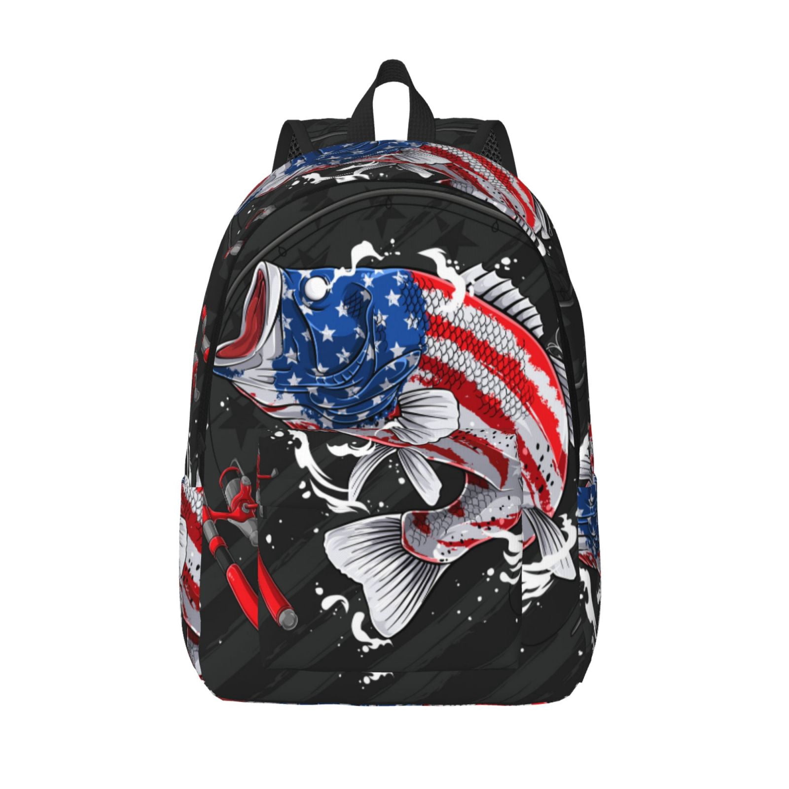 Kuqiui Largemouth Bass Fish in USA Print Canvas Travel Laptop Backpack ...