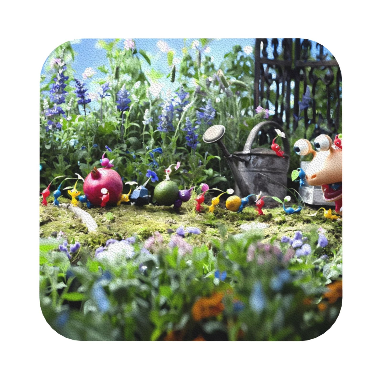 Kuqiui Leather Coasters Set of 6,Pikmin Print Coasters for Drinks,Funny ...
