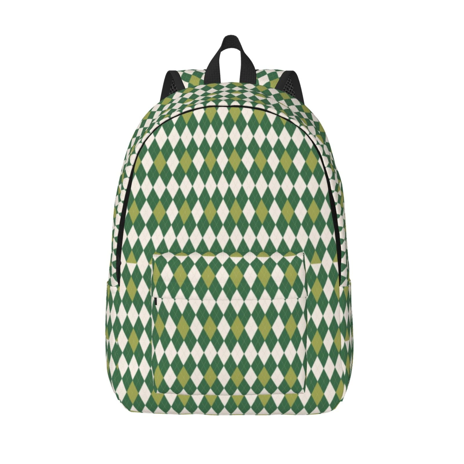 Kuqiui Light Green Squares Print Canvas Travel Laptop Backpack for Men ...