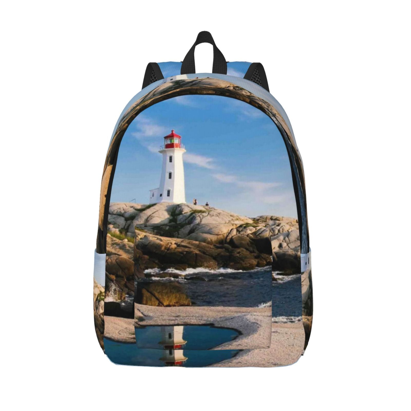 Kuqiui Lighthouse Print Canvas Travel Laptop Backpack for Men Women ...