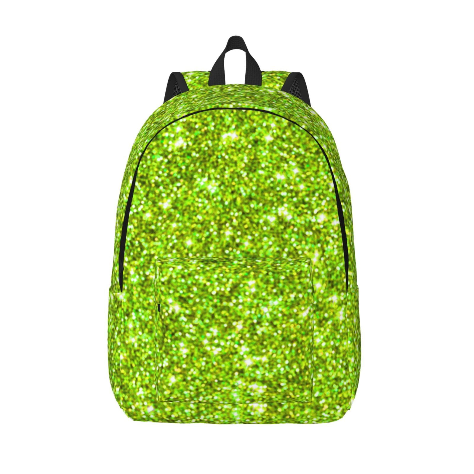 Kuqiui Lime green glitter Print Canvas Travel Laptop Backpack for Men ...