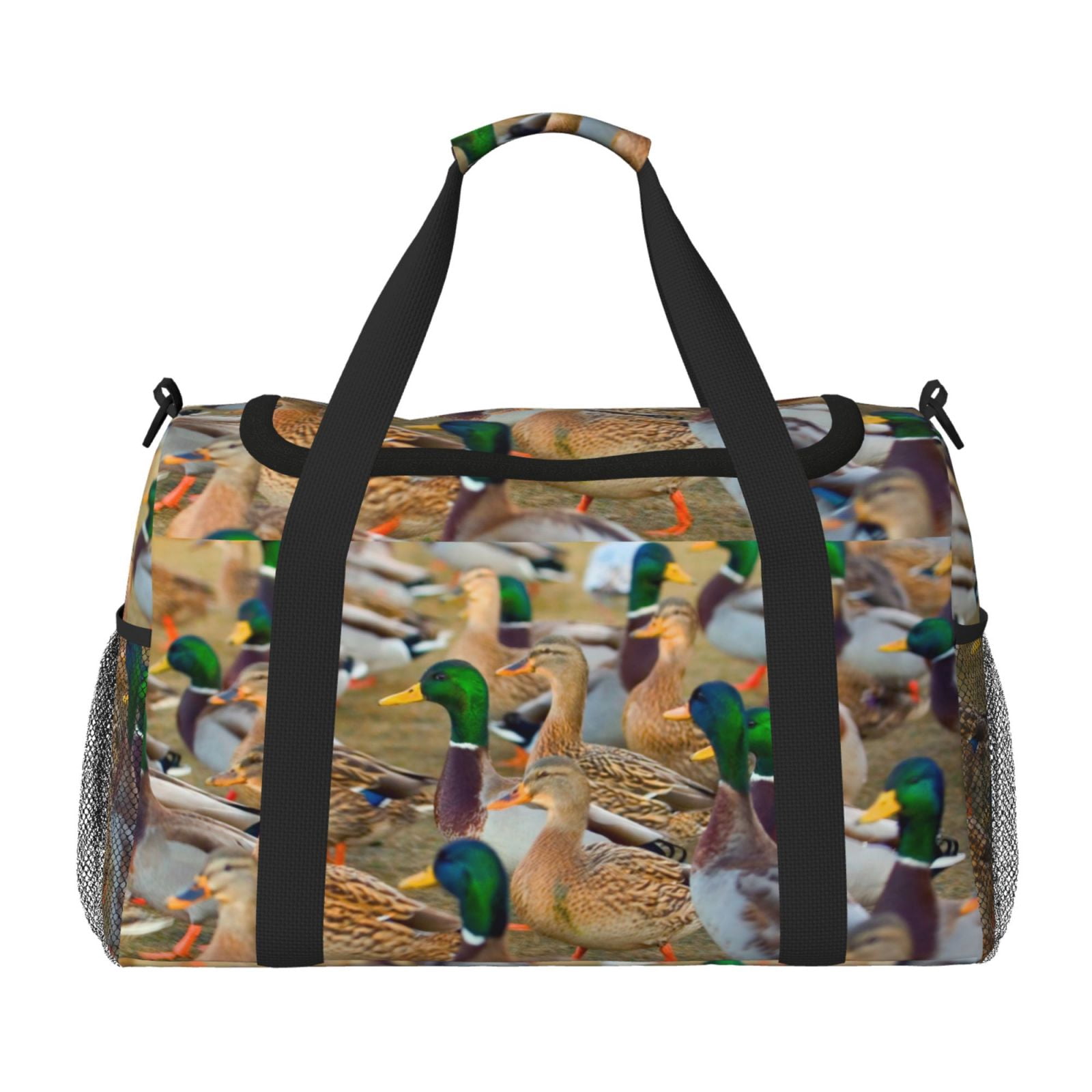 Kuqiui Mallard Ducks Print Foldable Travel Duffel Bag Tote Carry on ...
