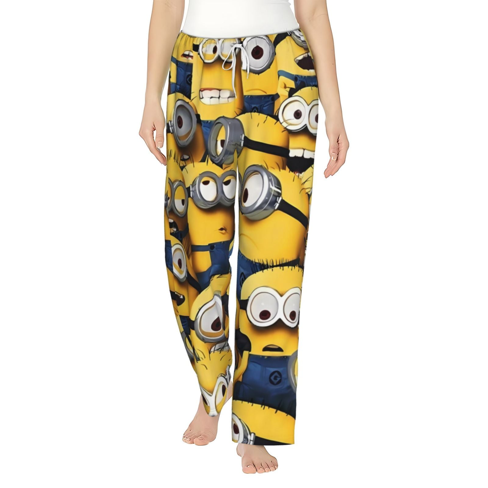 Kuqiui Minions Print Pajamas Pants for Women Comfy Loose Pants Stretchy ...