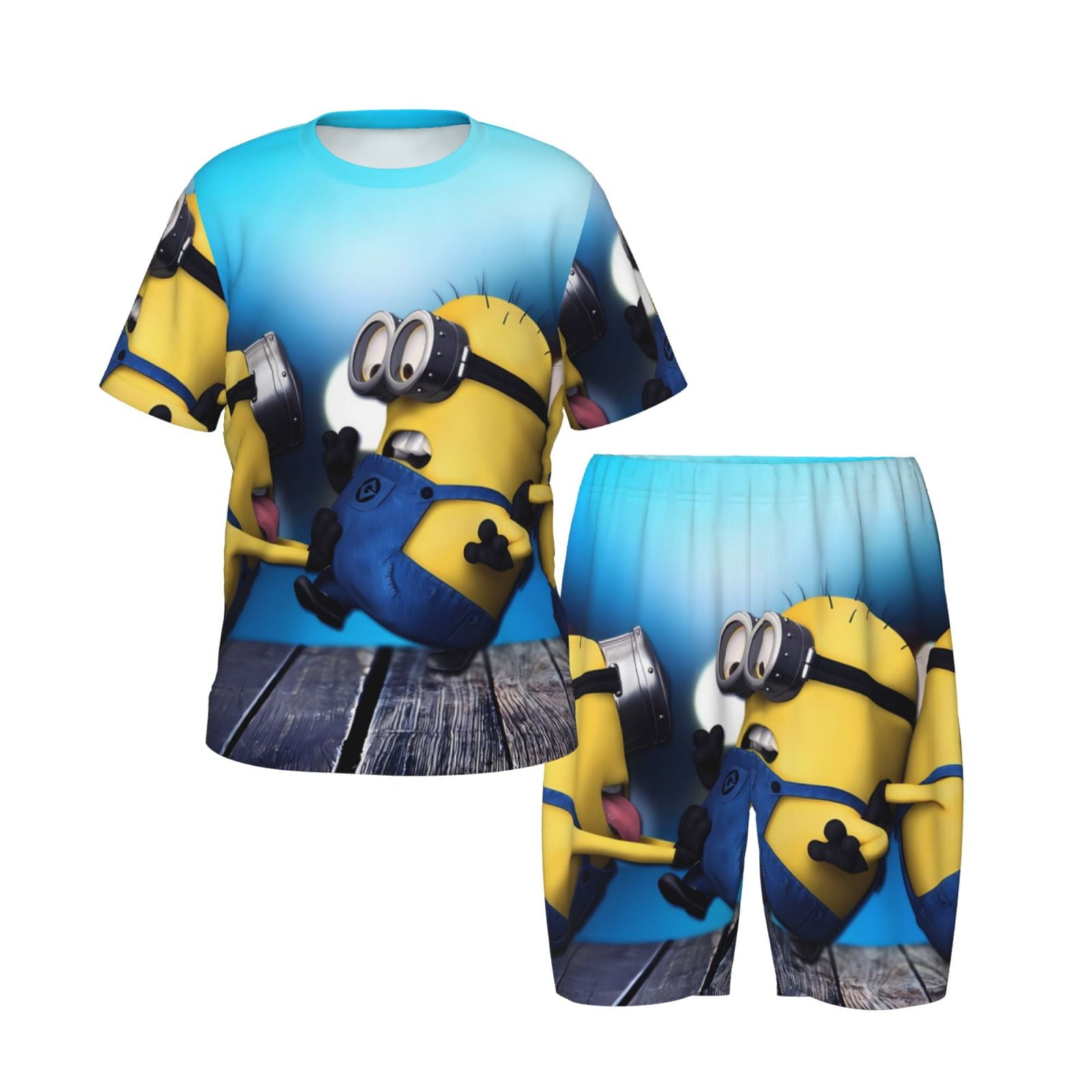 Kuqiui Minions Print Short-Sleeved 2-Piece Pajama Set for Girls and ...