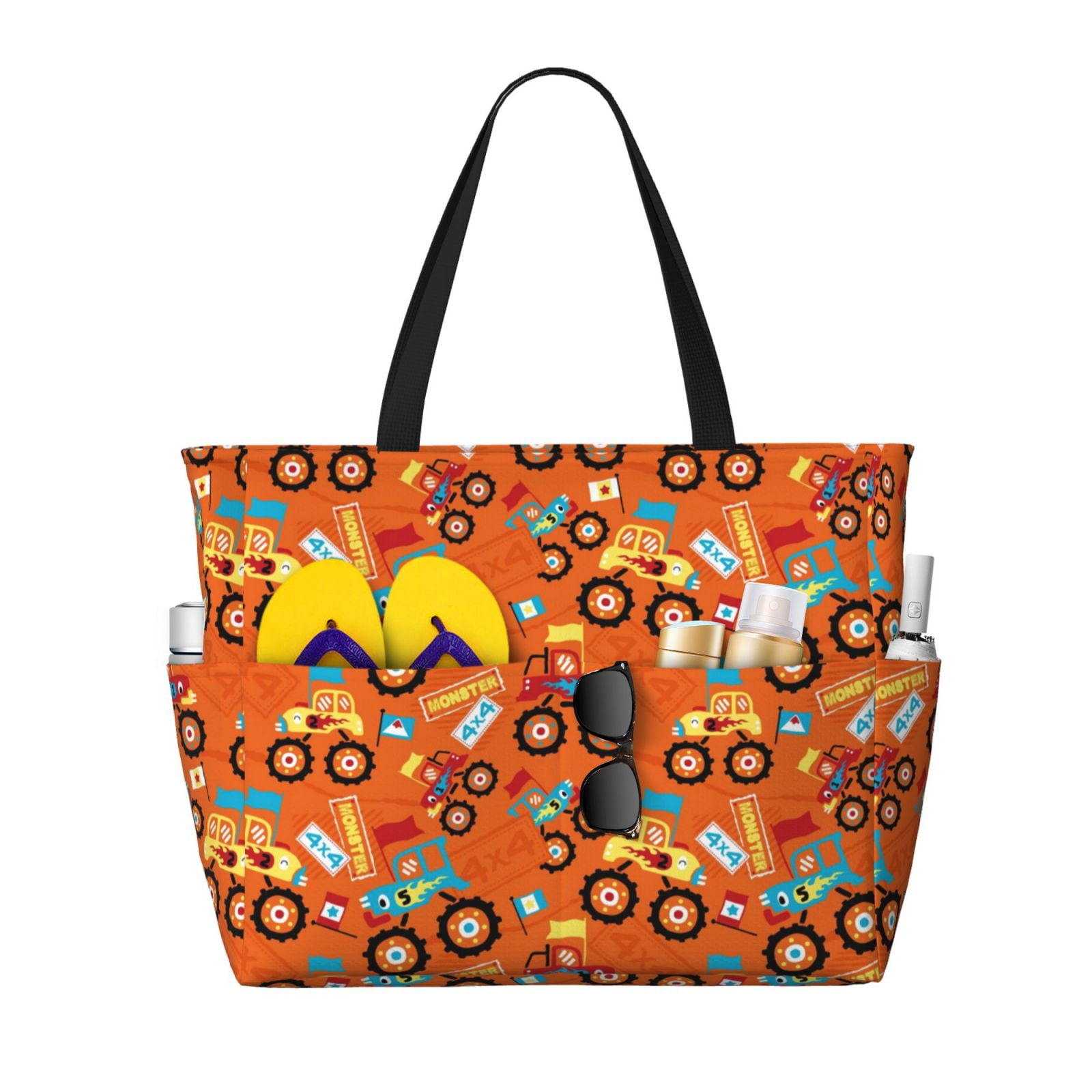 Kuqiui Monster Truck,Truck Cartoon Print Beach Pool Bags Tote for Women ...