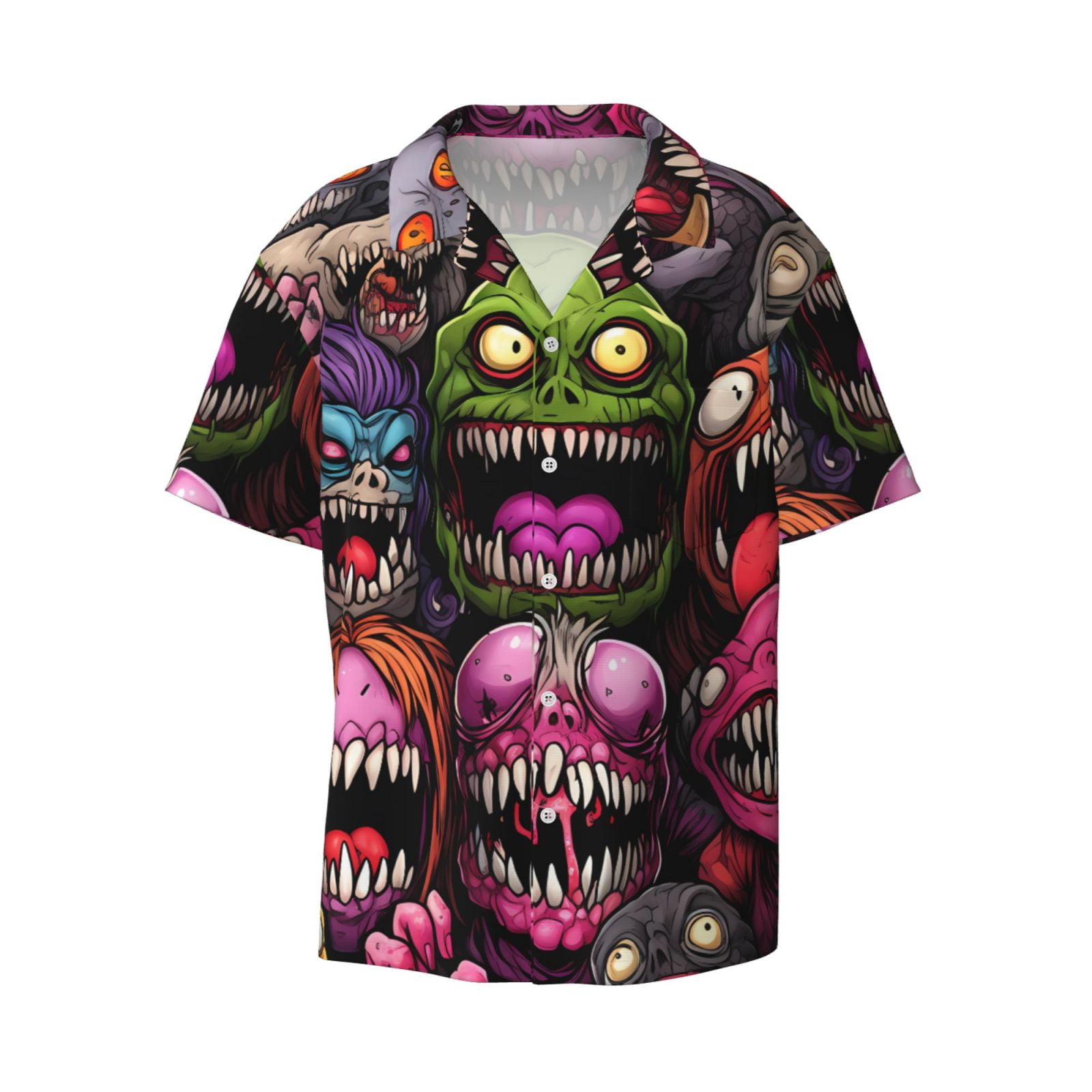 Kuqiui Monstrous Cartoon Characters Print Men's Button Down Shirts ...