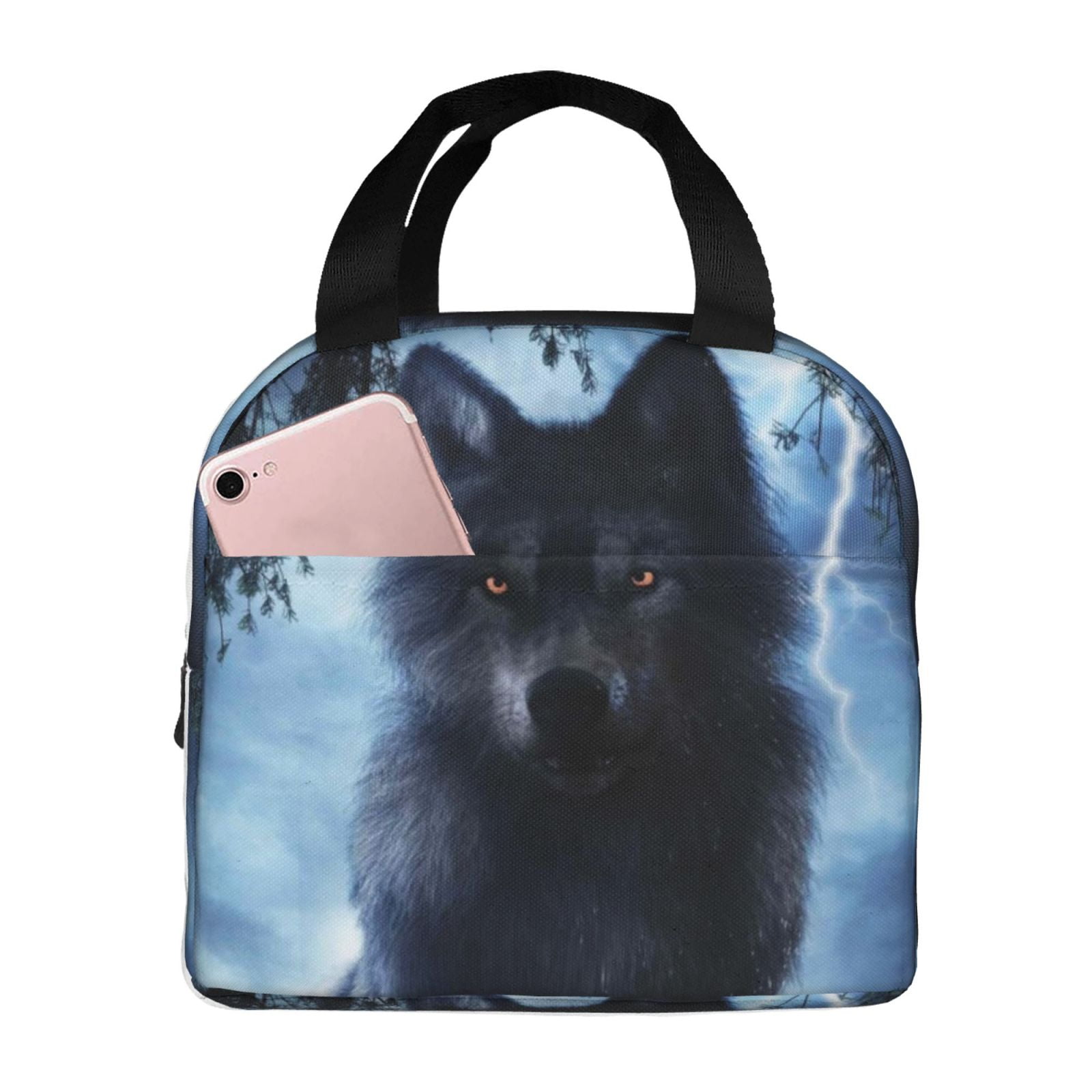 Kuqiui Night Scene of Wolves Print Lunch Bag Lunch Box for Women & Men ...