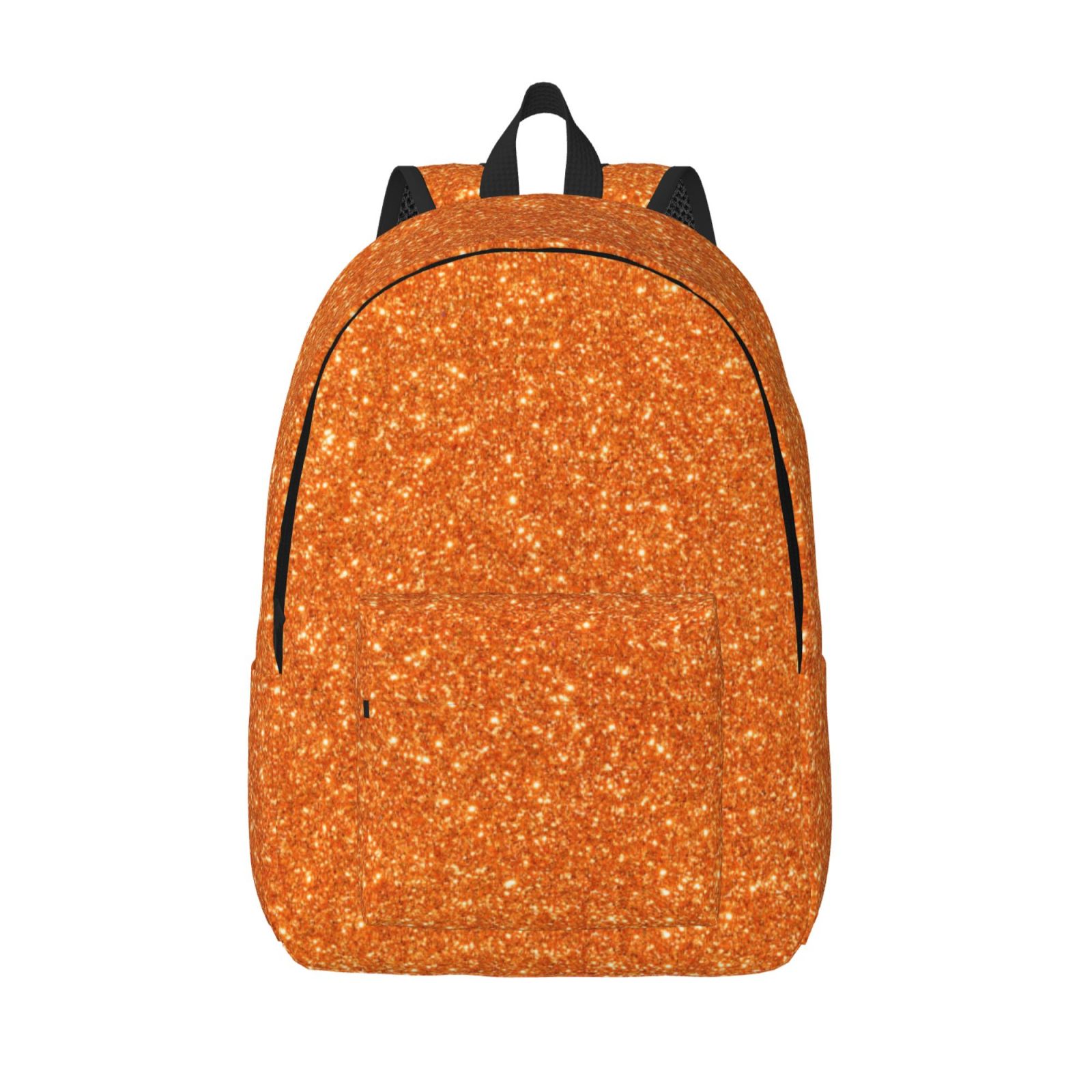 Kuqiui Orange Glitter Print Canvas Travel Laptop Backpack for Men Women ...