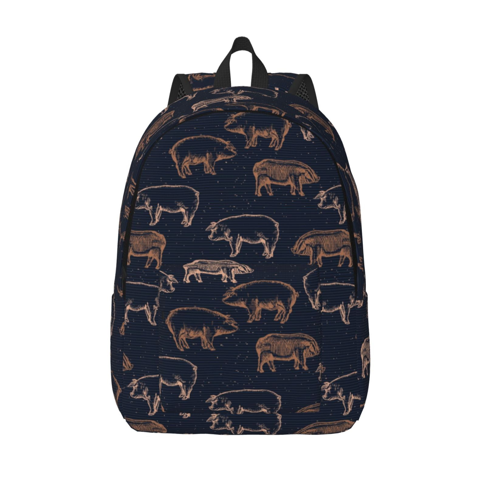 Kuqiui Pig Farm Print Canvas Travel Laptop Backpack for Men Women ...