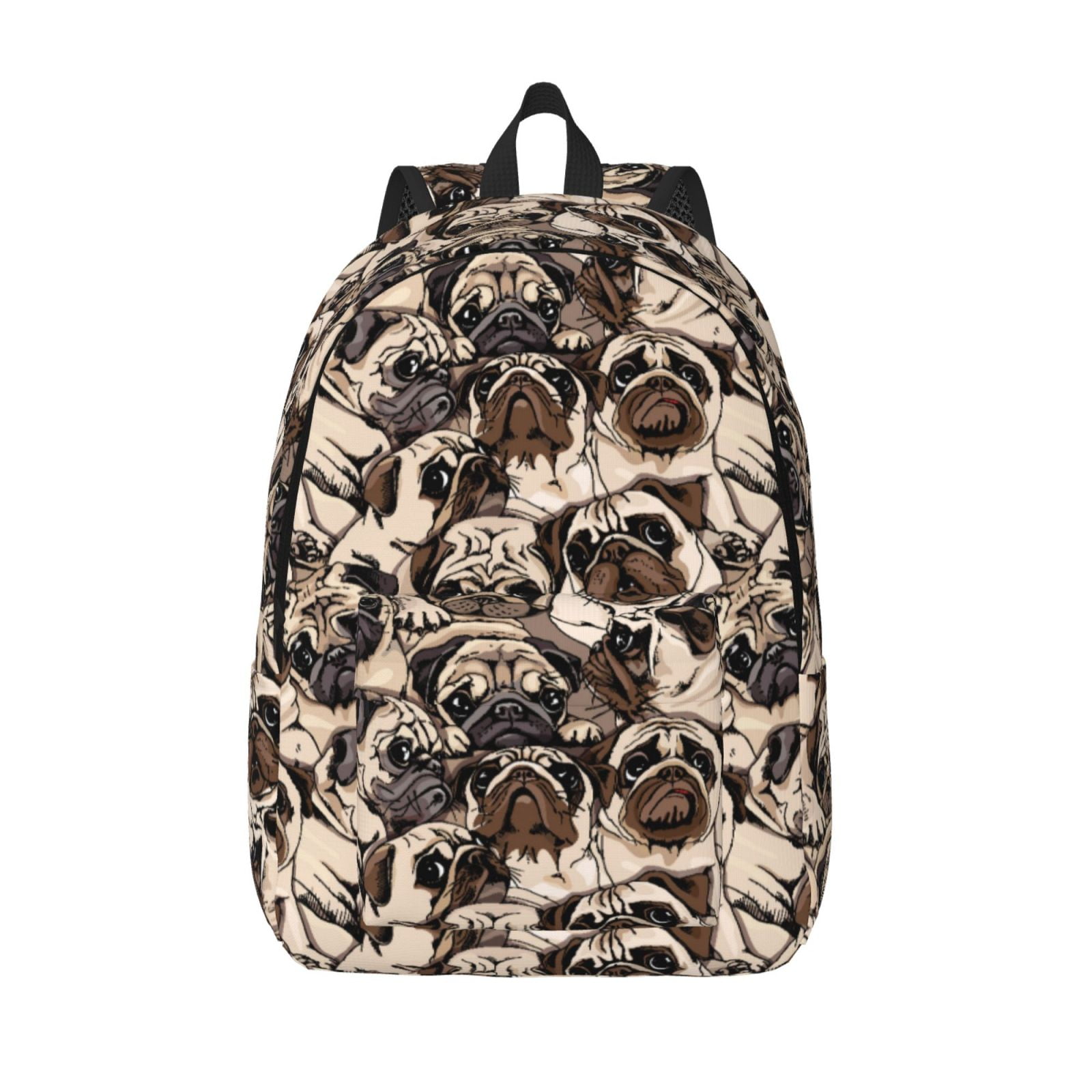 Kuqiui Pug Print Canvas Travel Laptop Backpack for Men Women,Business ...
