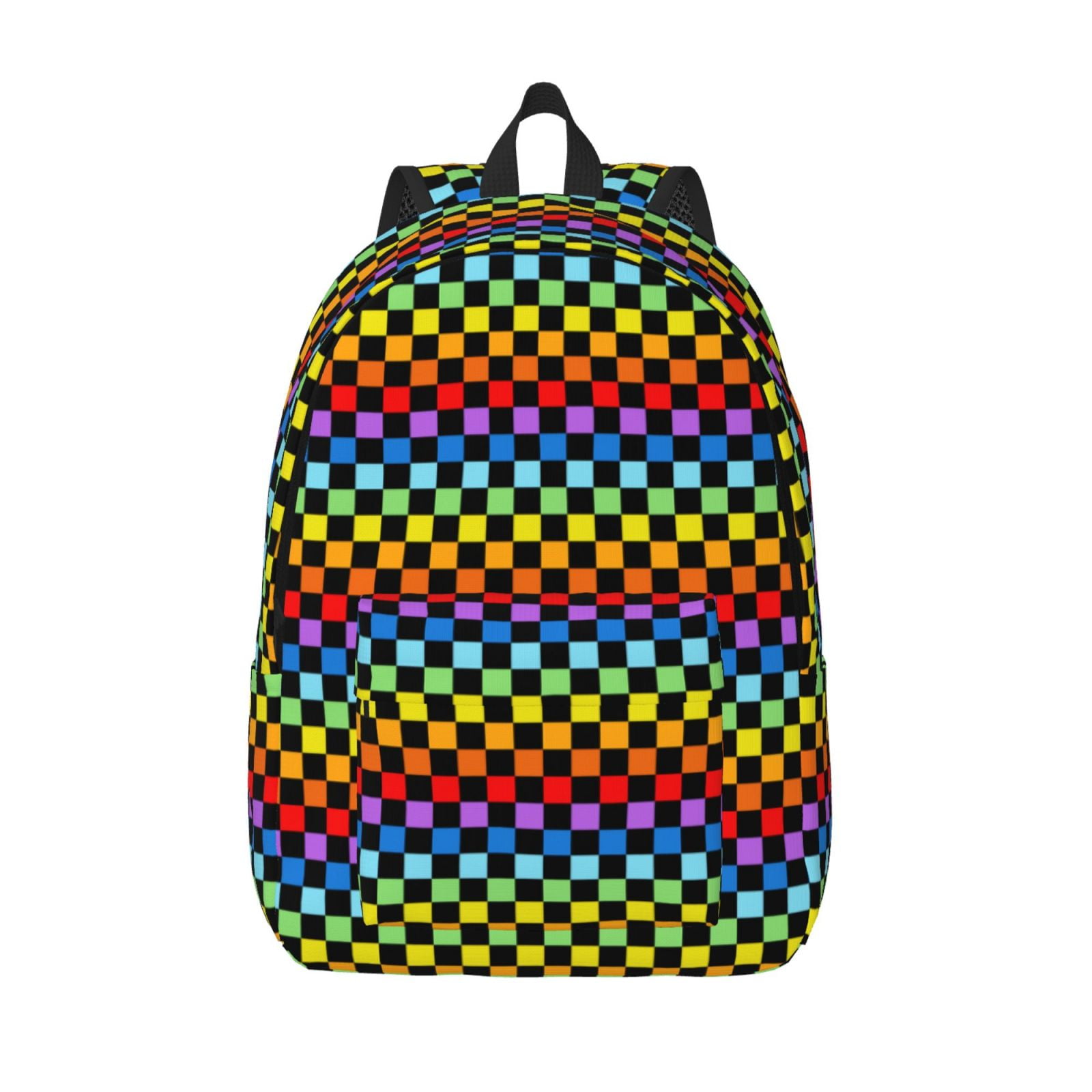 Kuqiui Rainbow Chequerboard Print Canvas Travel Laptop Backpack for Men ...