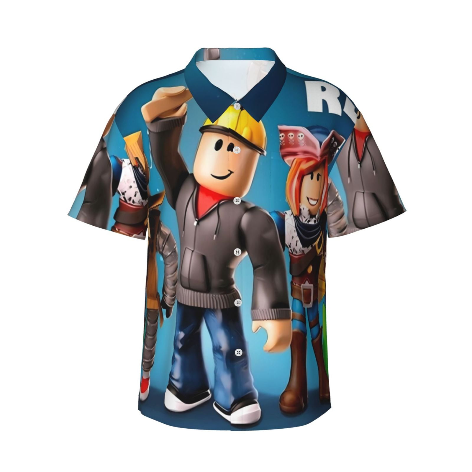 Kuqiui Roblox Pattern Men's Casual Button-Down Shirts Hawaiian Shirt ...