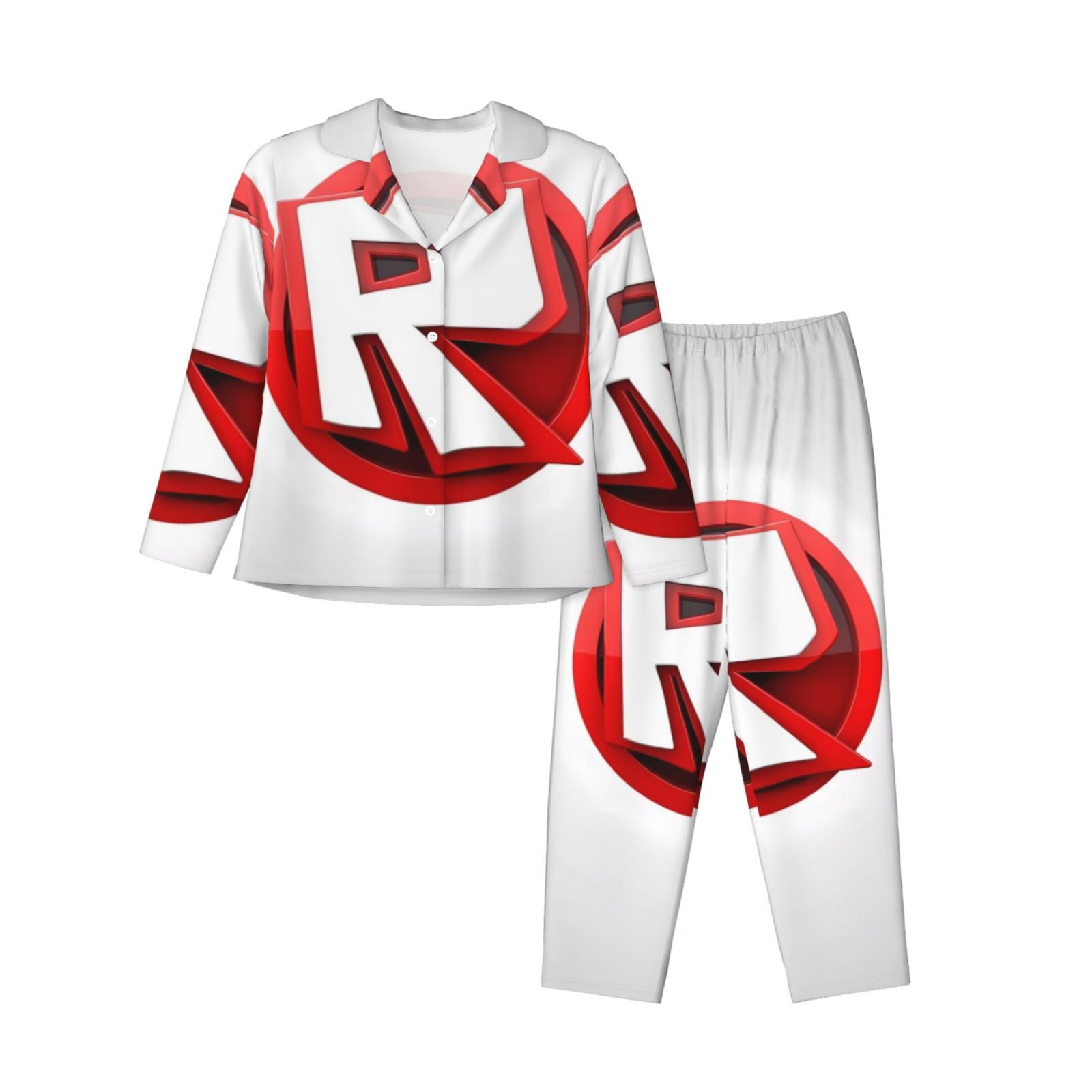 Kuqiui Roblox Pattern Womens Pajamas Set Button Down 2 Piece Pjs Long ...