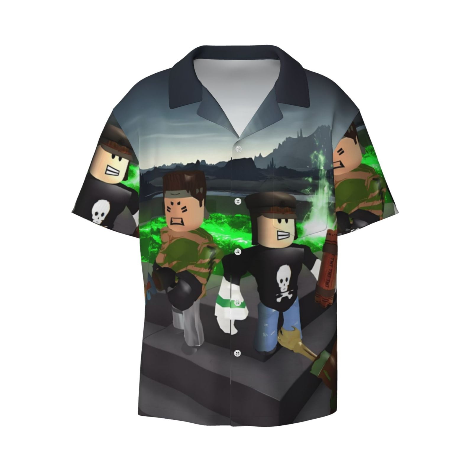 Kuqiui Roblox Print Men's Button Down Shirts Short Sleeve Casual Shirts ...