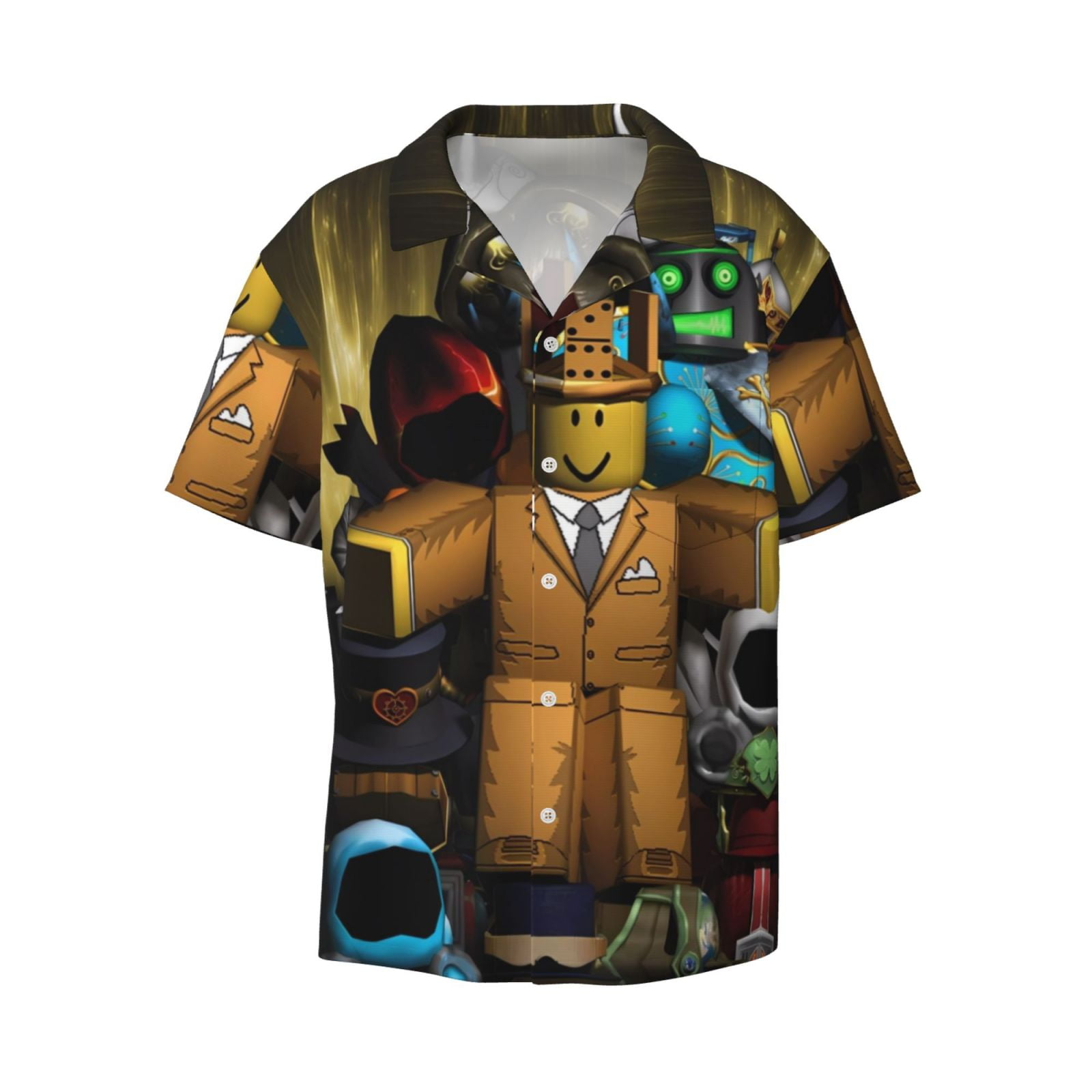 Kuqiui Roblox Print Men's Button Down Shirts Short Sleeve Casual Shirts ...