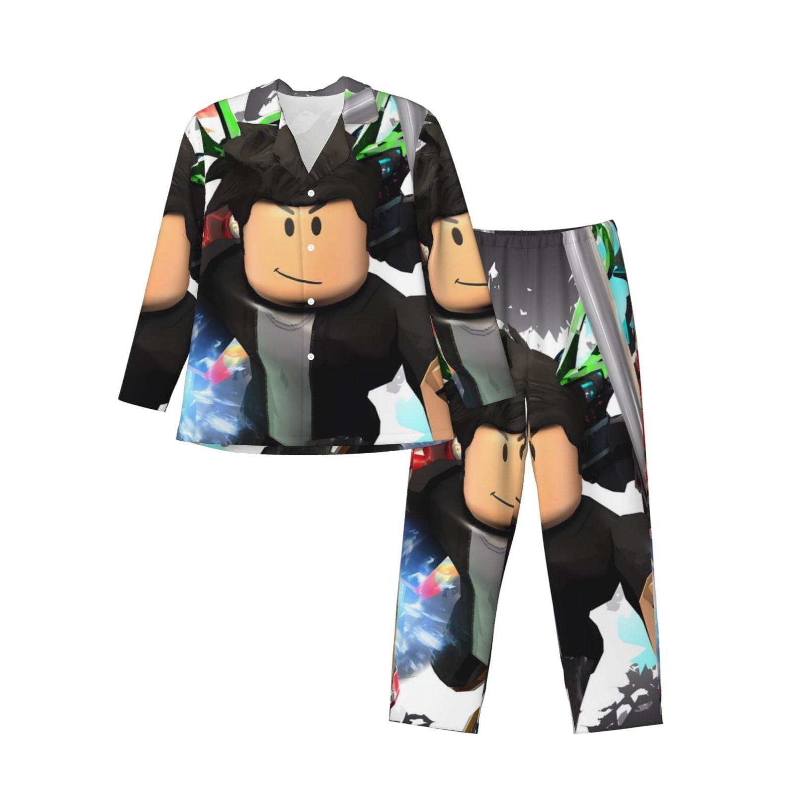 Kuqiui Roblox for Men's Pajamas Sets Sleepwear Long-Sleeve top & Bottom ...