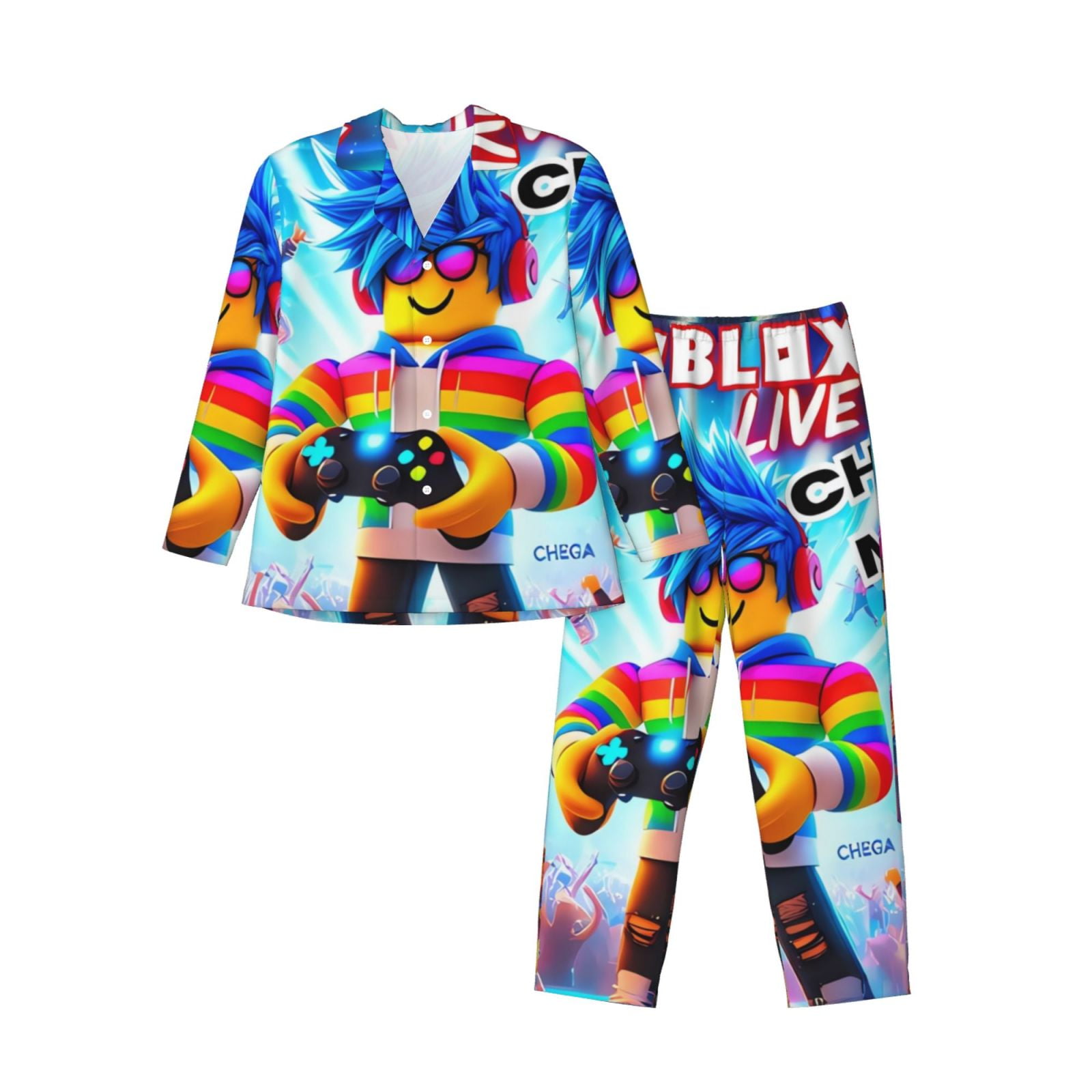Kuqiui Roblox for Men's Pajamas Sets Sleepwear Long-Sleeve top & Bottom ...