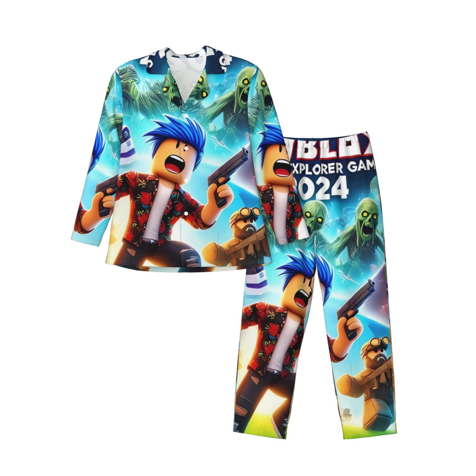 Kuqiui Roblox for Men's Pajamas Sets Sleepwear Long-Sleeve top & Bottom ...