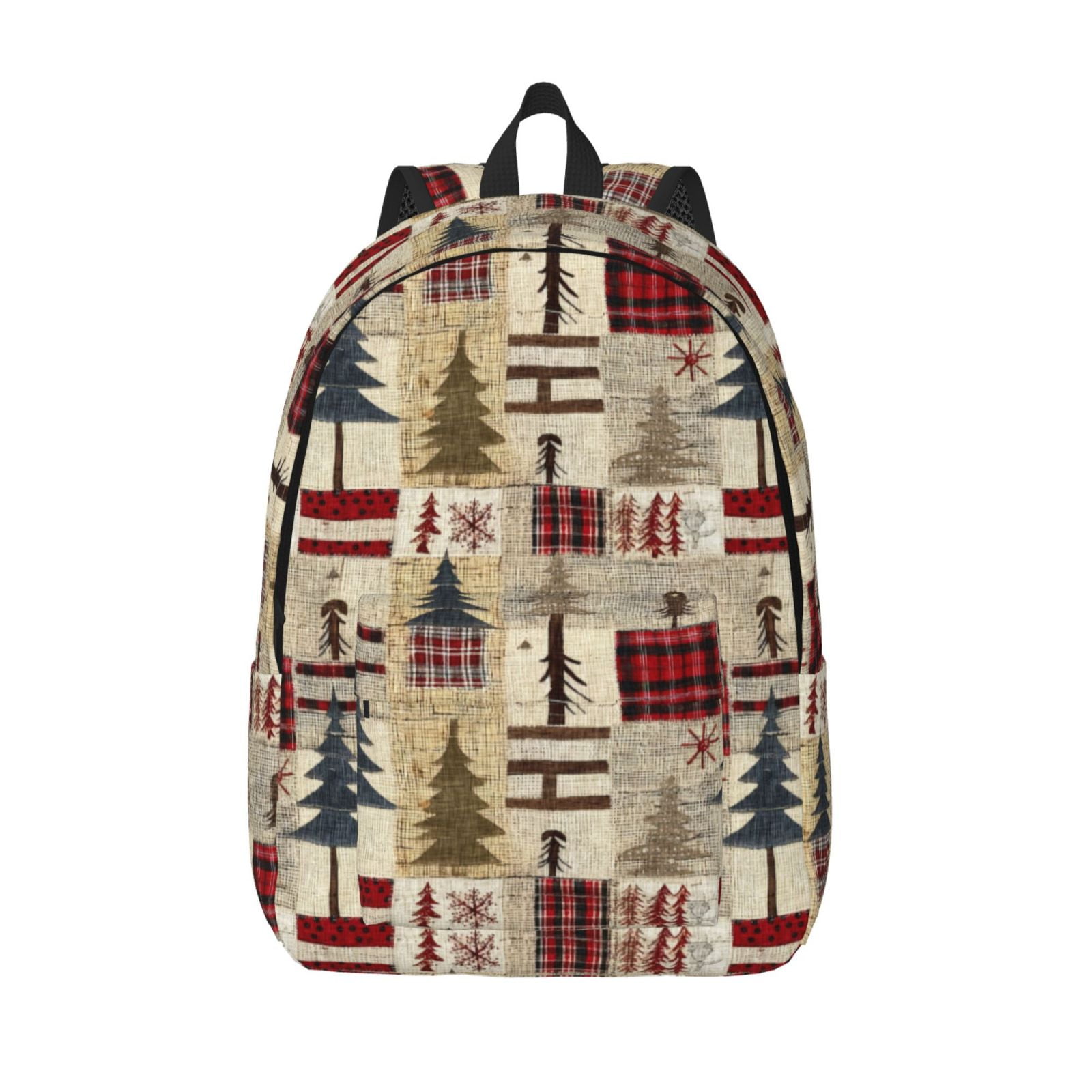 Kuqiui Rustic Plaid Forest Lodge Print Canvas Travel Laptop Backpack ...