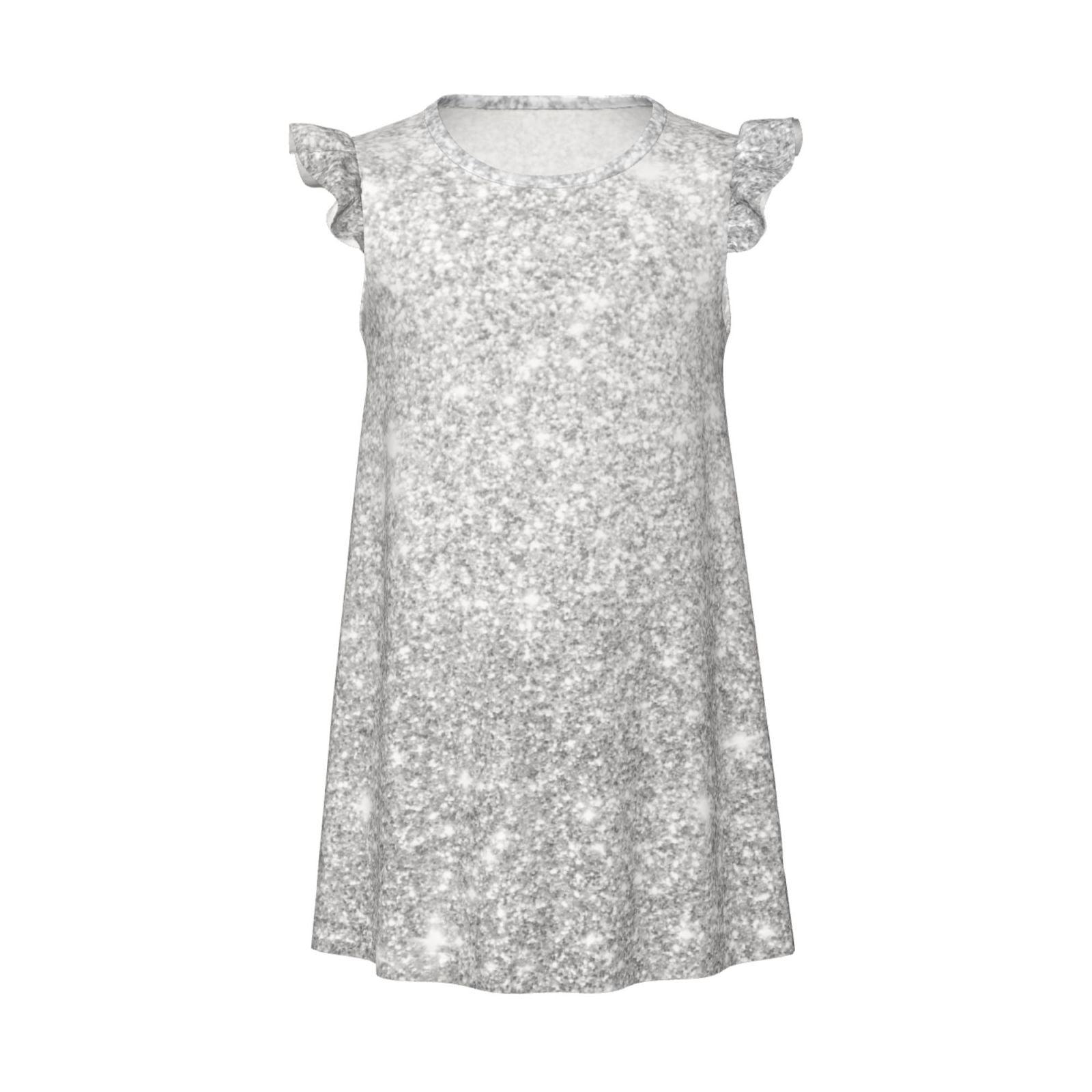 Kuqiui Silver Glitter Print Girls Nightgowns Soft Sleepwear Princess Nightdress Flutter Sleeve ...