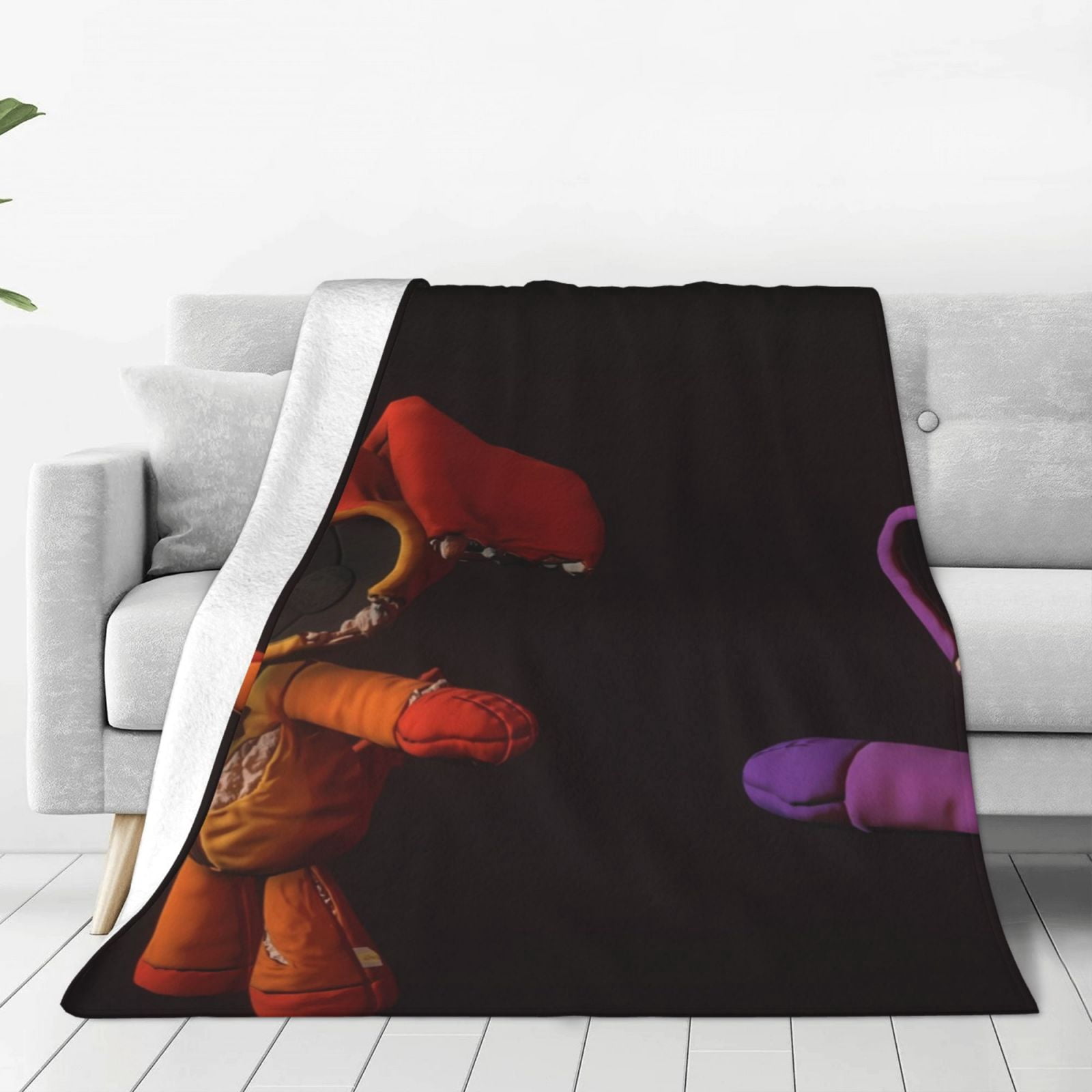Kuqiui Smiling Critters Print Fleece Throw Blanket 60"x50" Reversible ...