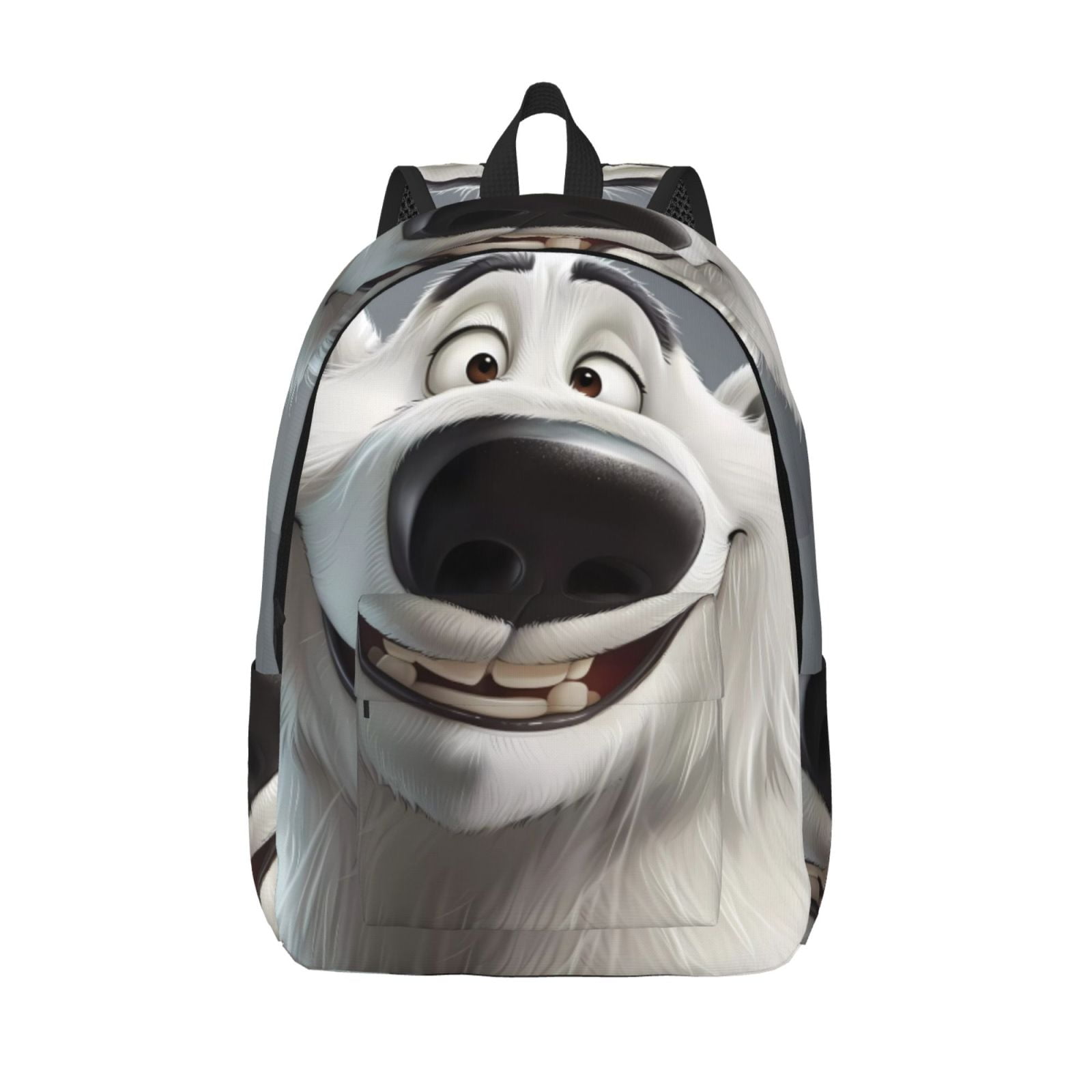Kuqiui Smiling Polar Bear Print Canvas Travel Laptop Backpack for Men ...