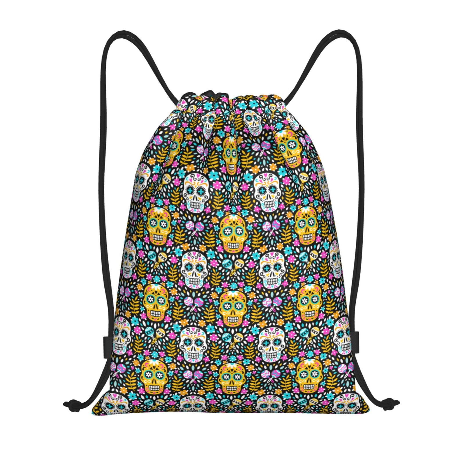 Kuqiui Sugar Skulls Print Drawstring Backpack Drawstring Bags,Draw ...