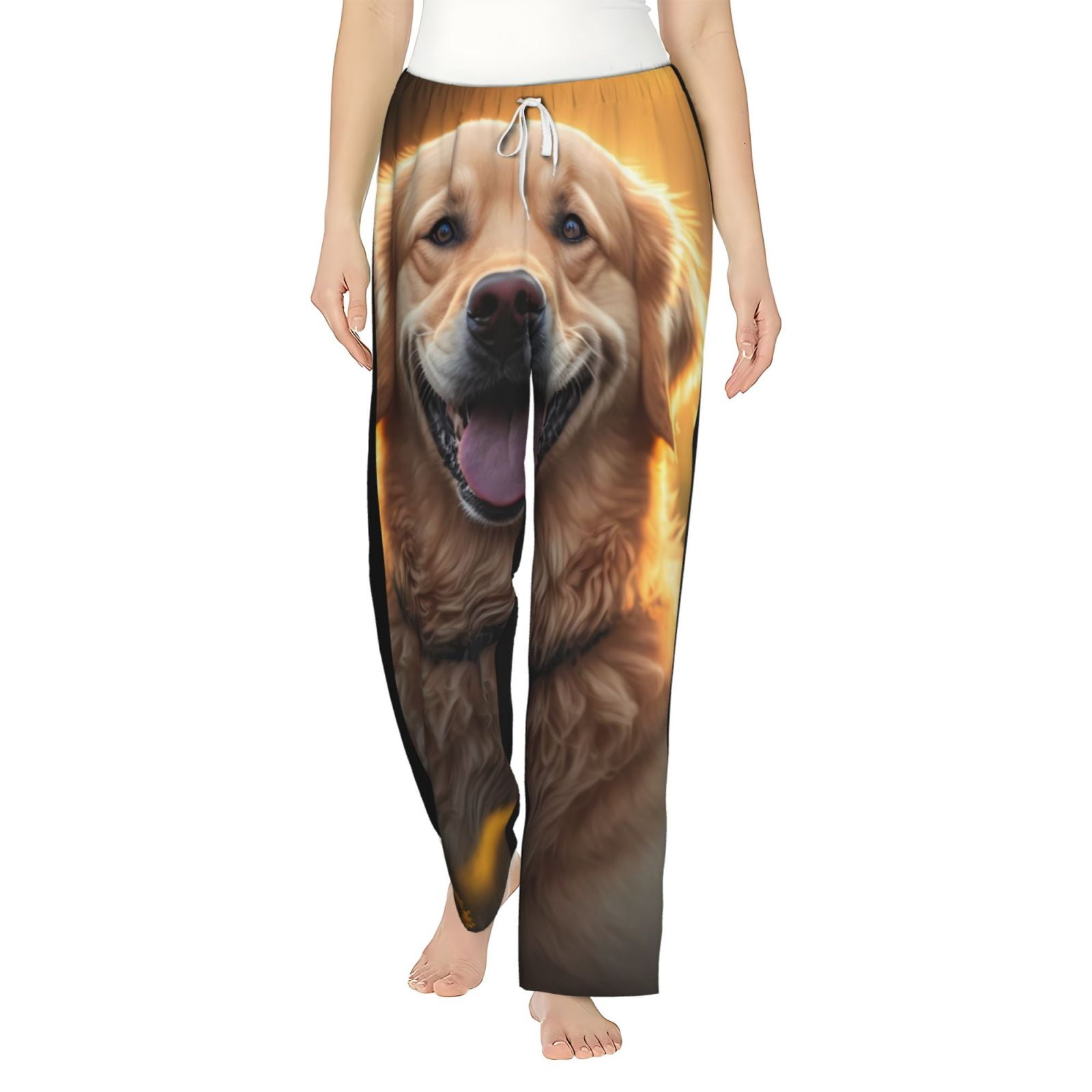 Kuqiui Sunset Daisy Dog Print Pajamas Pants for Women Comfy Loose Pants ...