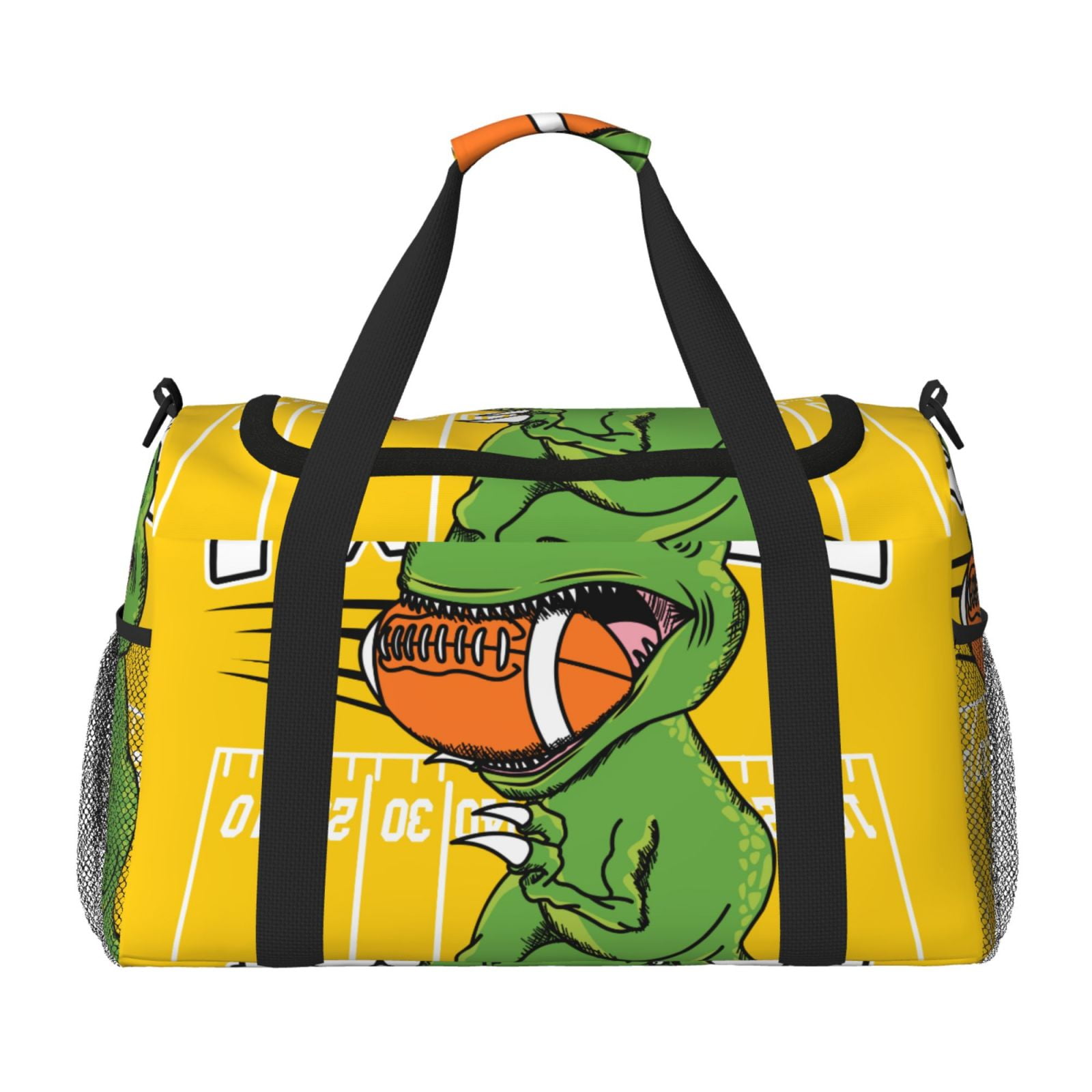 Kuqiui T-Rex Playing Football Print Foldable Travel Duffel Bag Tote ...