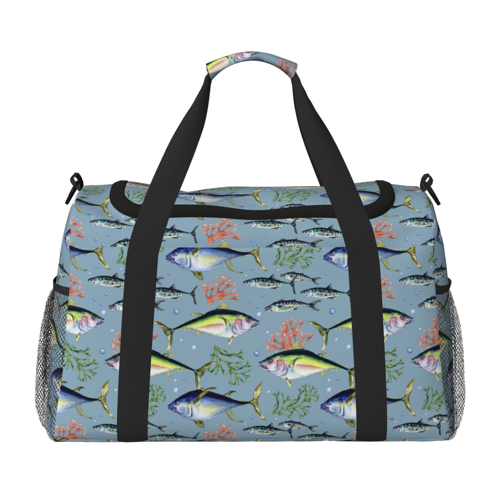 Kuqiui Various Wild Sea Fish Print Foldable Travel Duffel Bag Tote ...