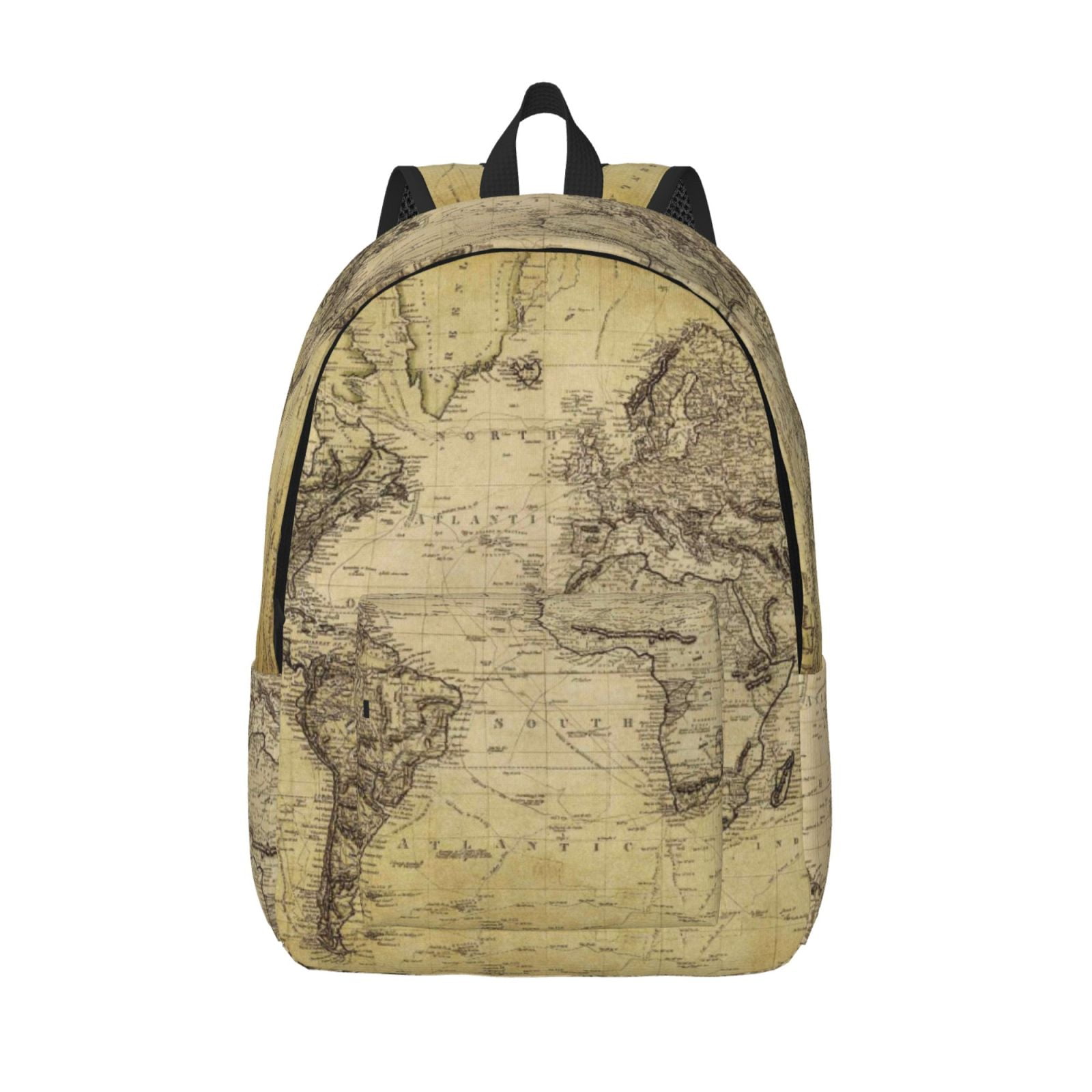 Kuqiui Vintage World Map Print Canvas Travel Laptop Backpack for Men ...