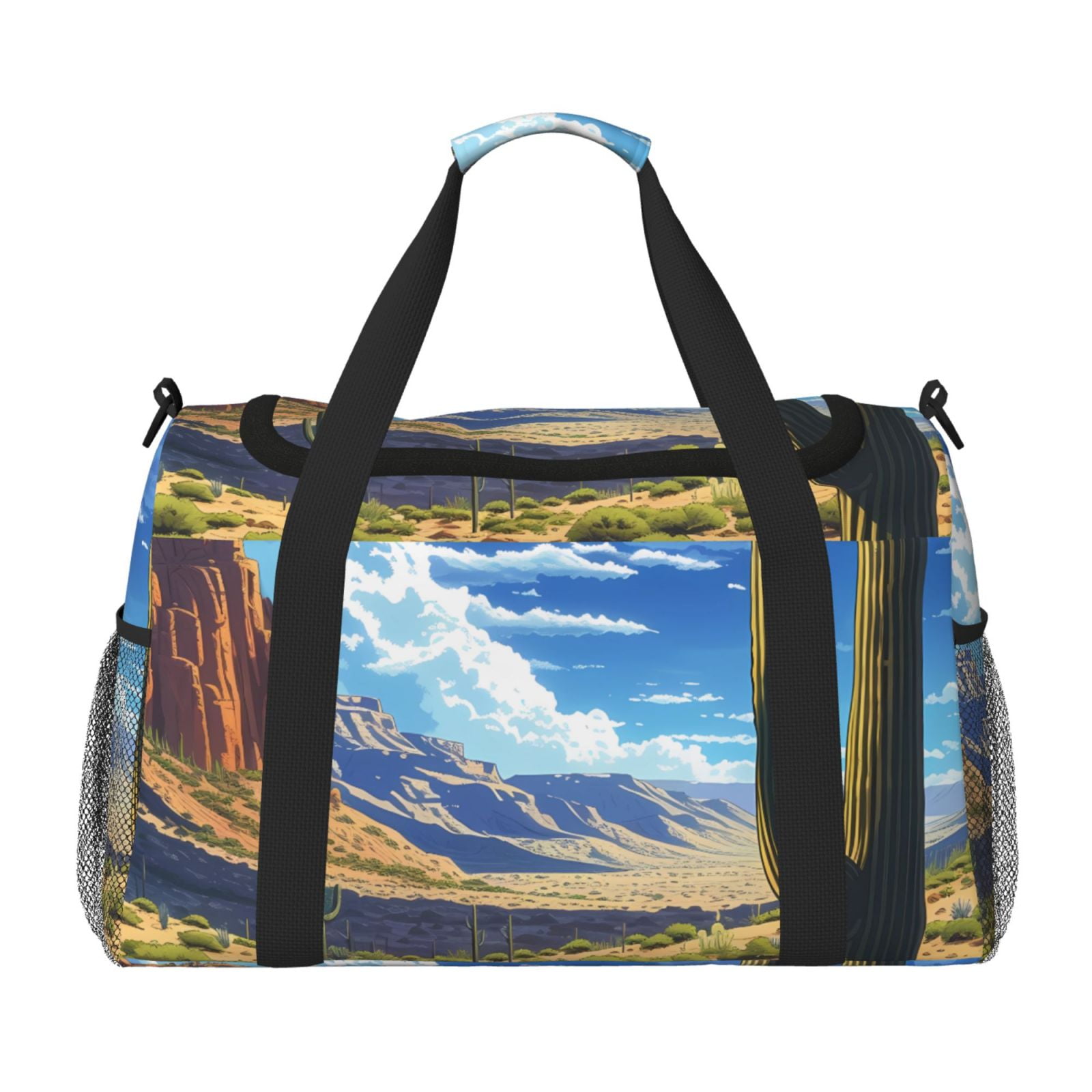 Kuqiui Western Desert Cactus Print Foldable Travel Duffel Bag Tote ...