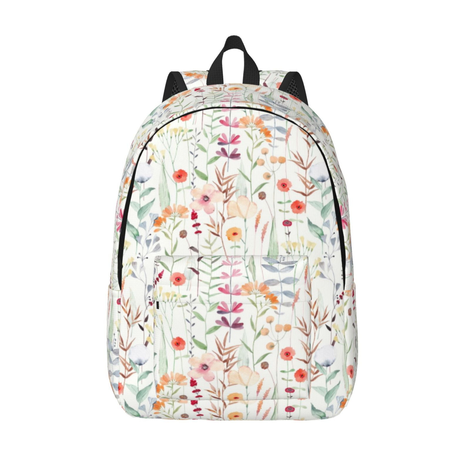 Kuqiui Wildflower Watercolor 4 Print Canvas Travel Laptop Backpack for ...