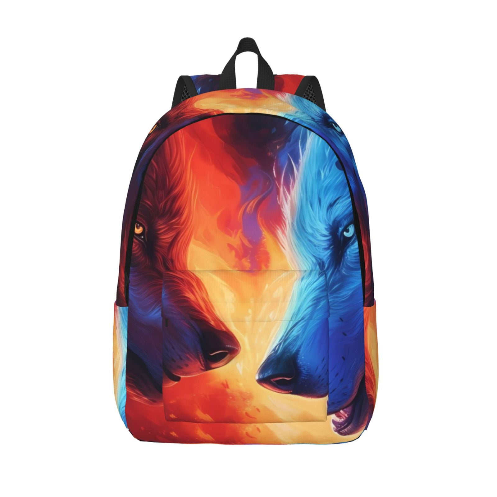 Kuqiui Wolf Print Canvas Travel Laptop Backpack for Men Women,Business ...