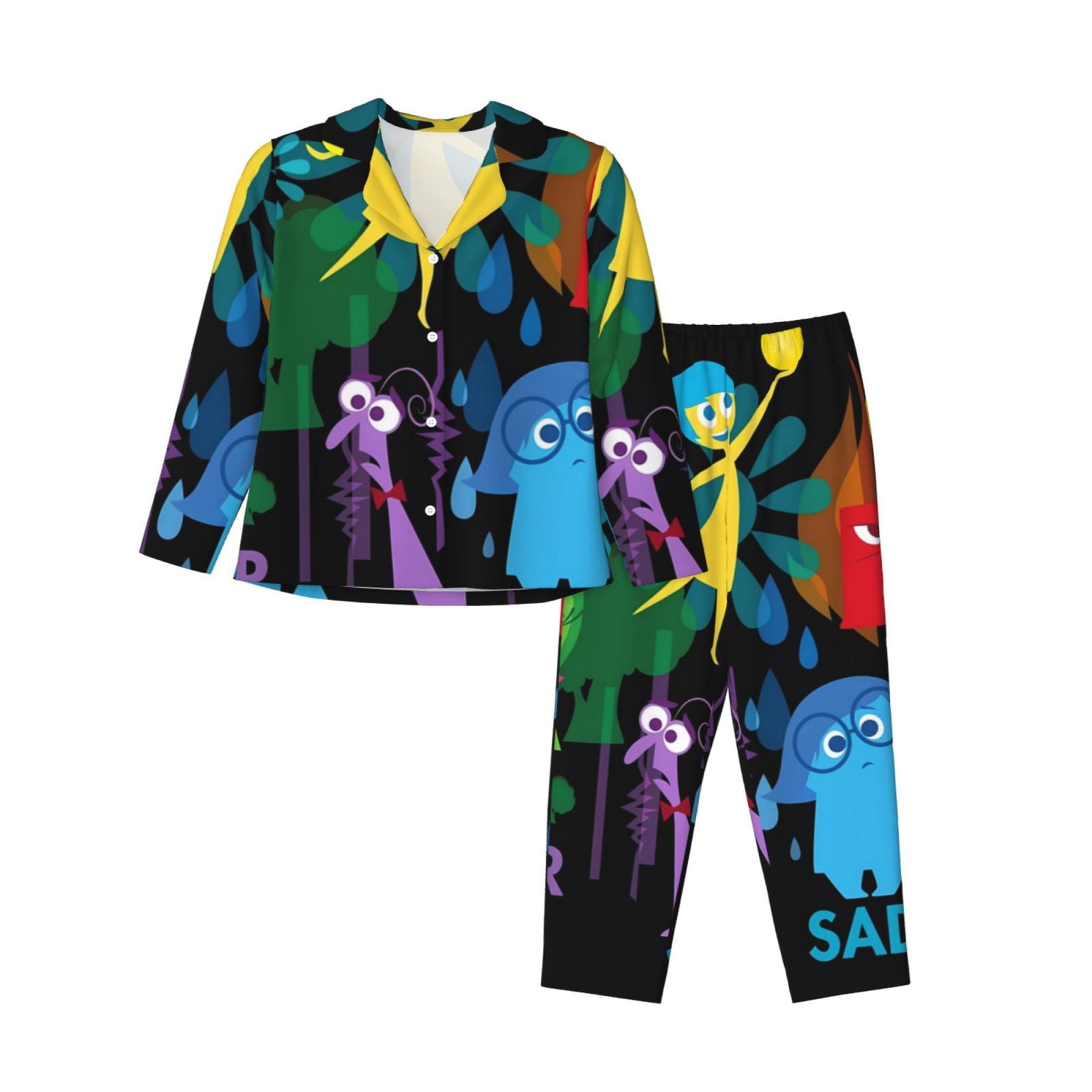 Kuqiui inside out 2 Pattern Womens Pajamas Set Button Down 2 Piece Pjs ...