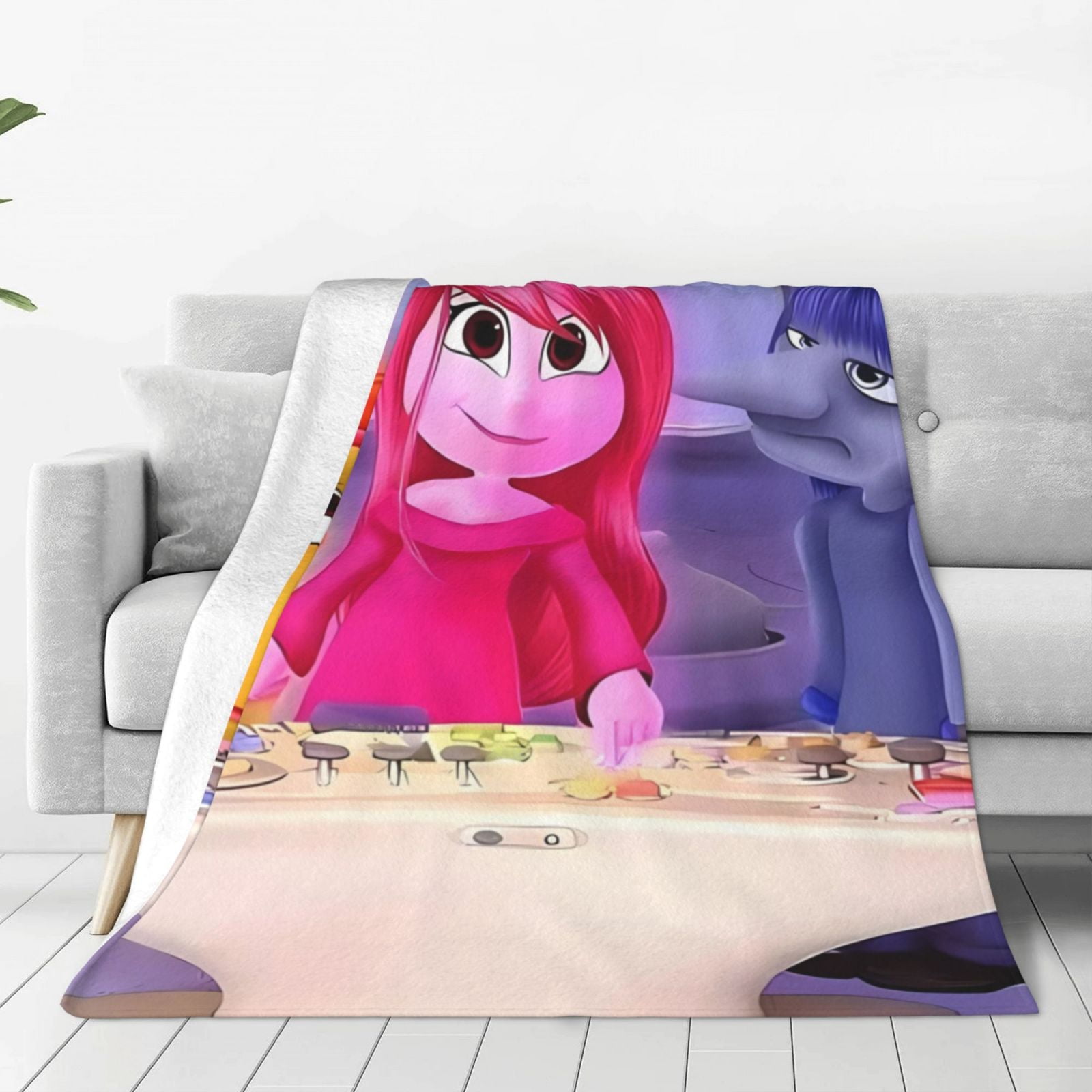 Kuqiui inside out 2 Print Fleece Throw Blanket 50"x40" Reversible Plush ...